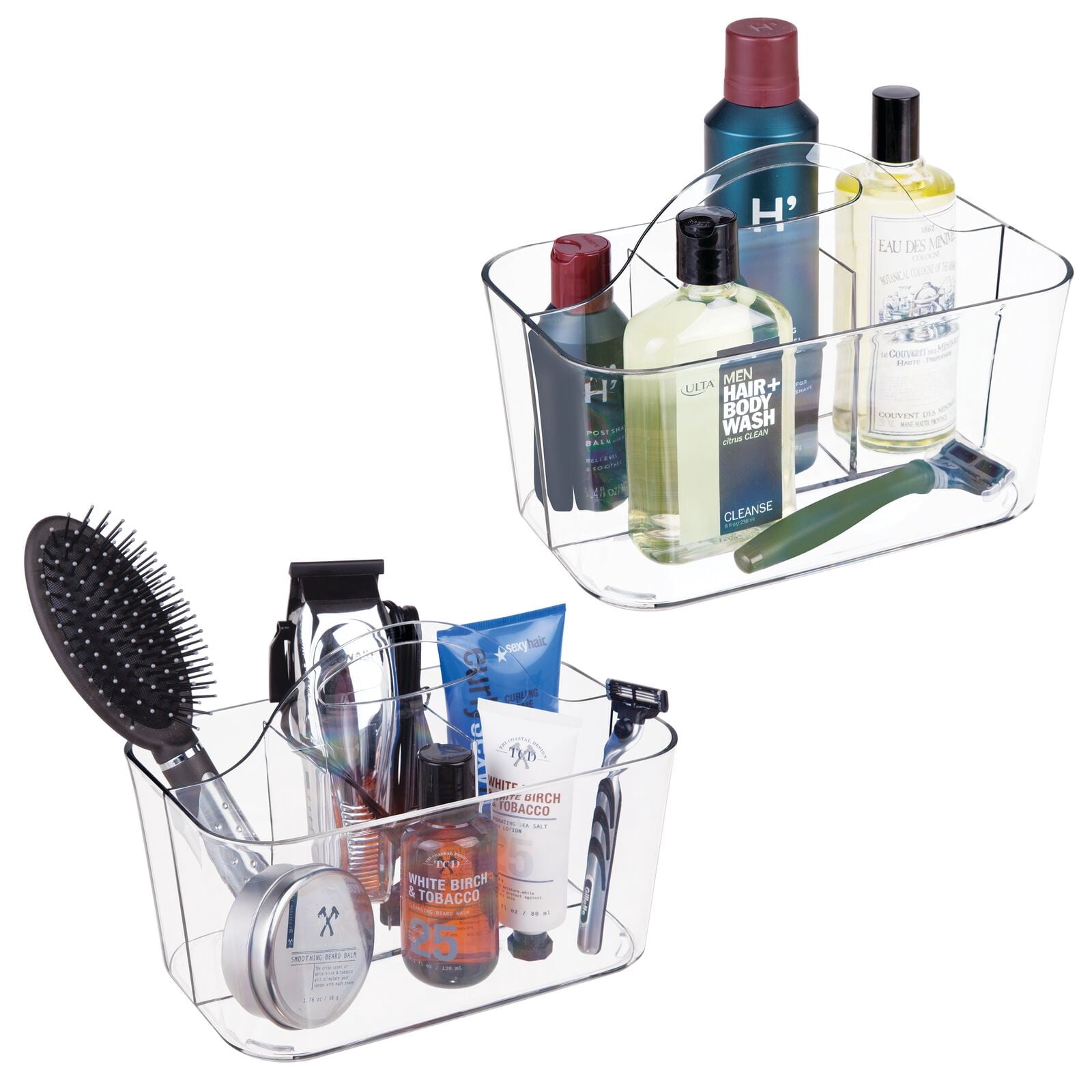 mDesign Plastic Shower Caddy Storage Organizer Basket with Handle, 2 ...