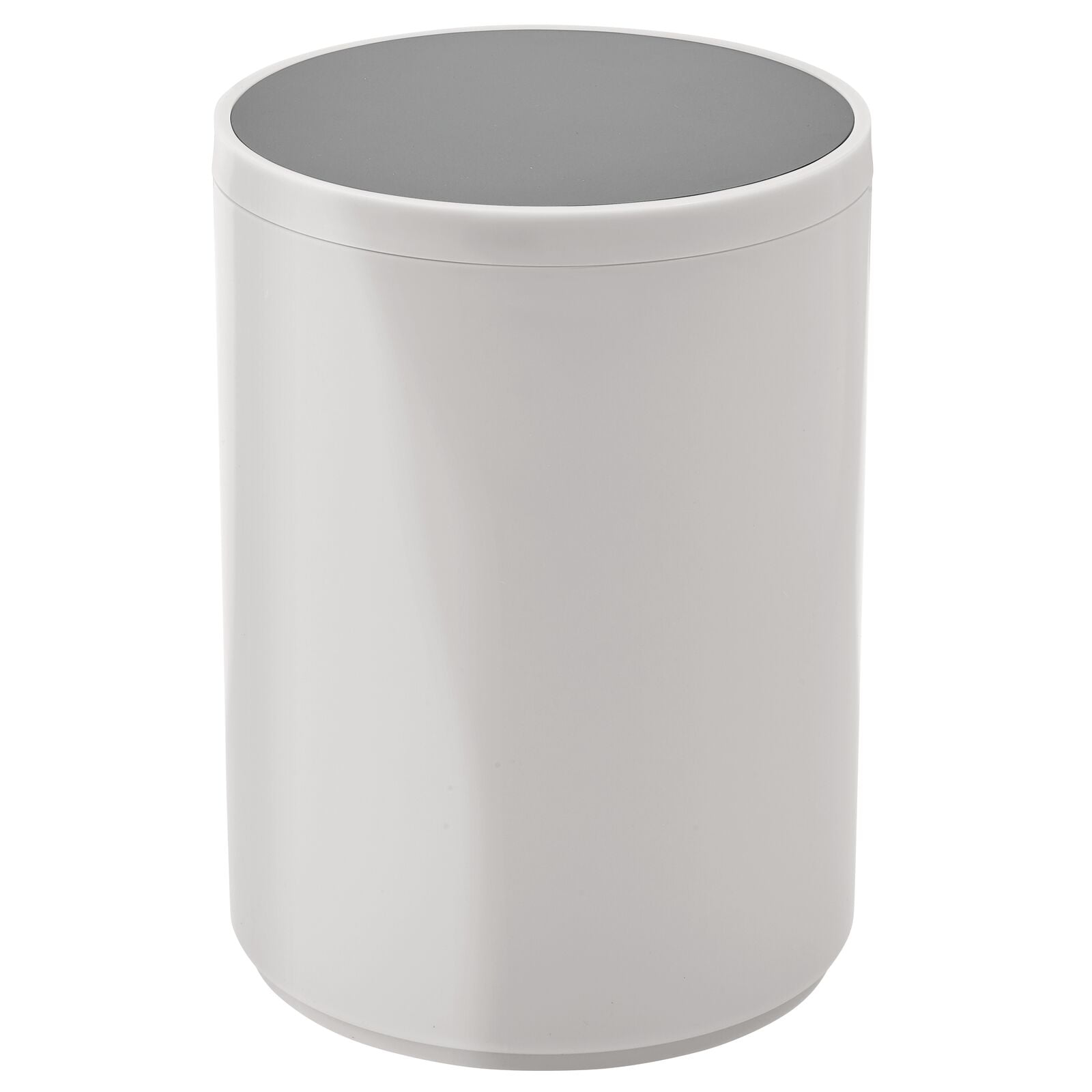 mDesign Plastic Small Round 1.7 Gallon Trash Can, Swing Lid, Lt. Gray ...