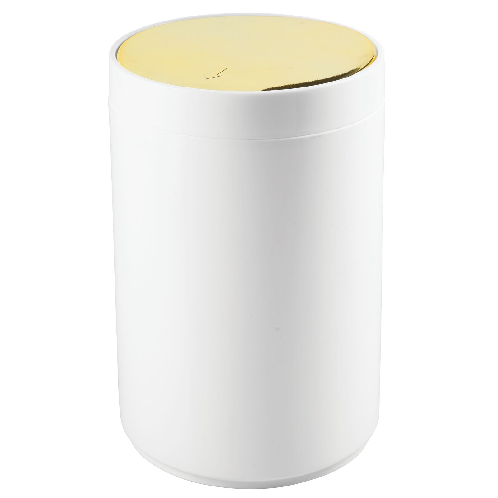 mDesign Small Round Trash Can, Swing Lid, Compact Plastic, 1.3 Gallon ...
