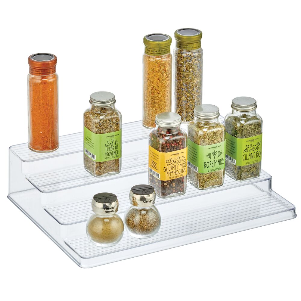mDesign Plastic Spice and Food 4 Tier Kitchen Shelf Organizer - Clear ...