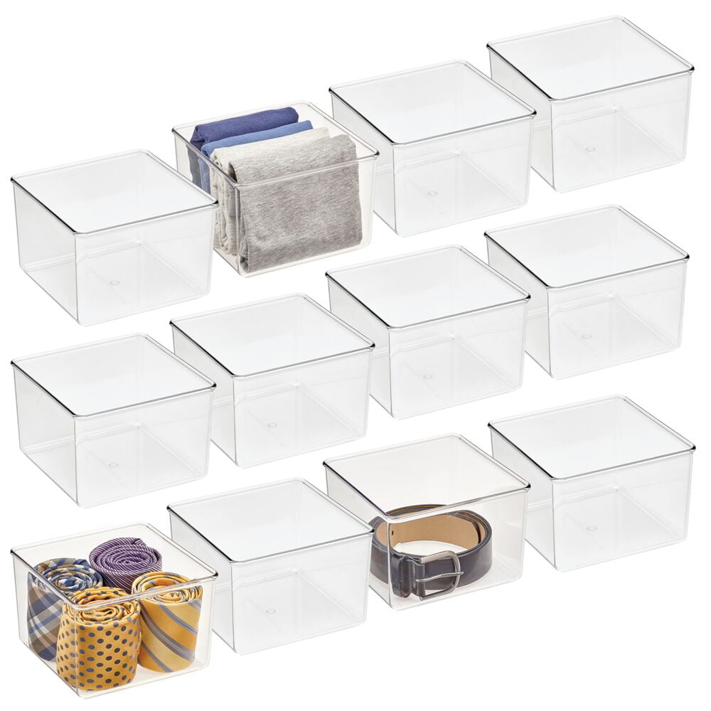 mDesign Plastic Square Drawer Organizer Container Bin for Closets, 4 ...