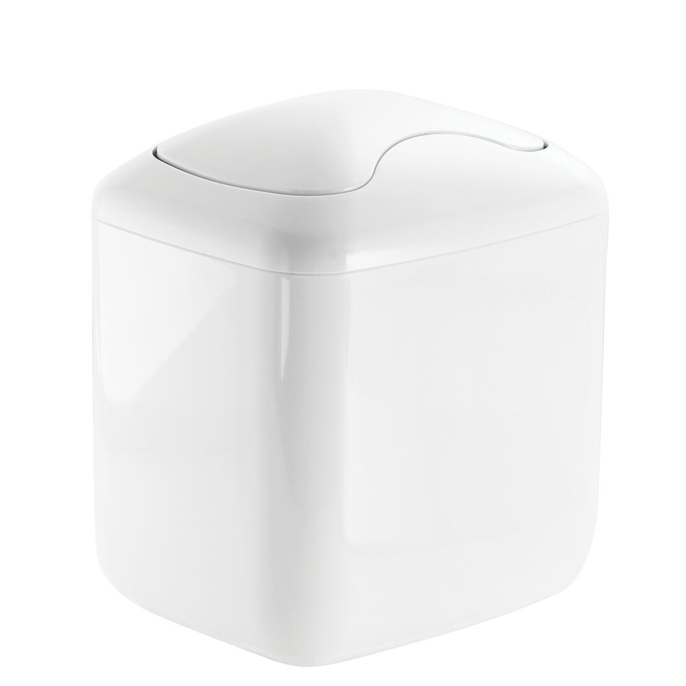 Walbest Small Office Round Waste Basket with Swing Lid, Mini PP Plastic ...
