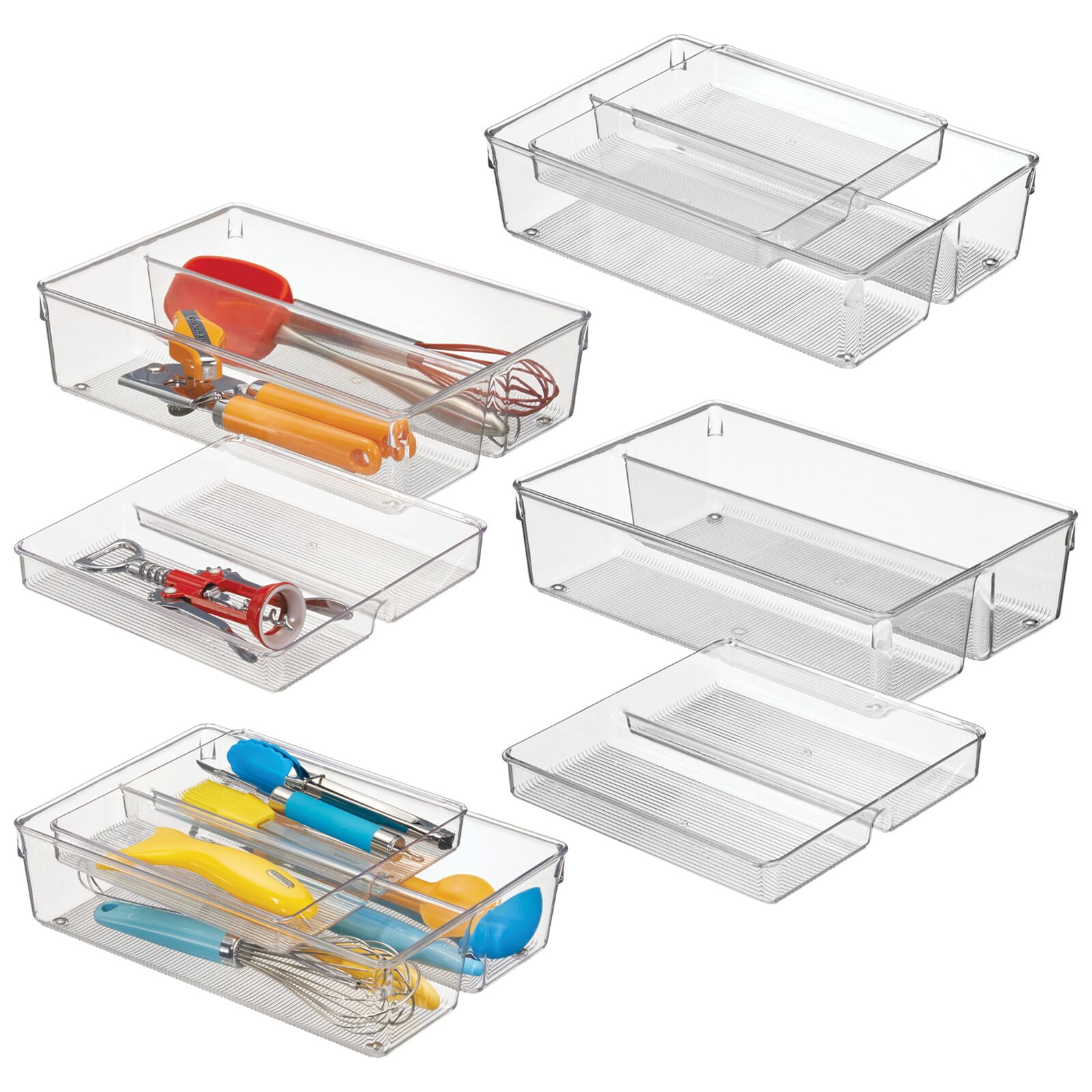 mDesign Plastic Stackable 2-Tier Kitchen Drawer Organizer Tray, 4 Pack ...