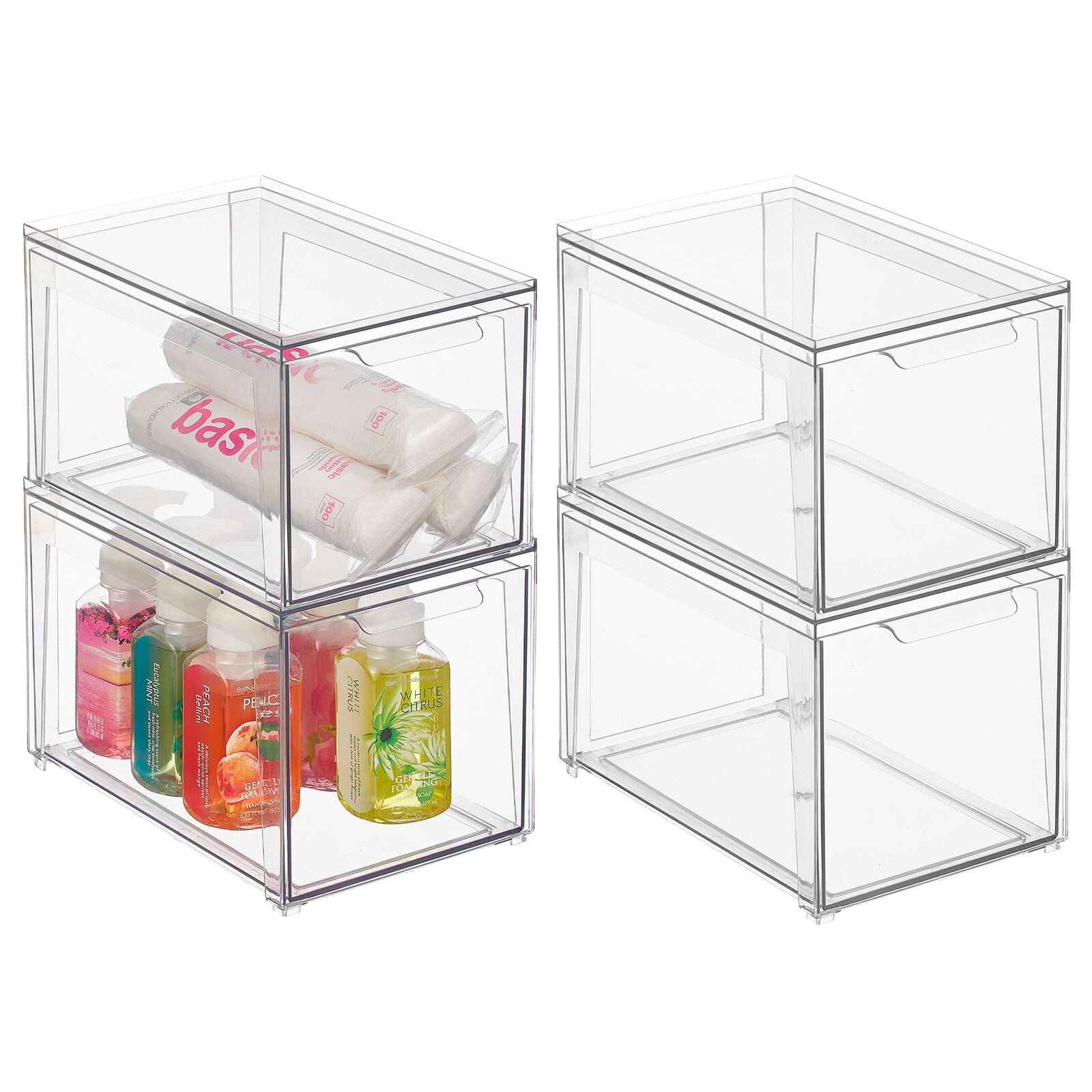 mDesign Plastic Stackable Bathroom Storage Organizer with Drawer, 4 ...