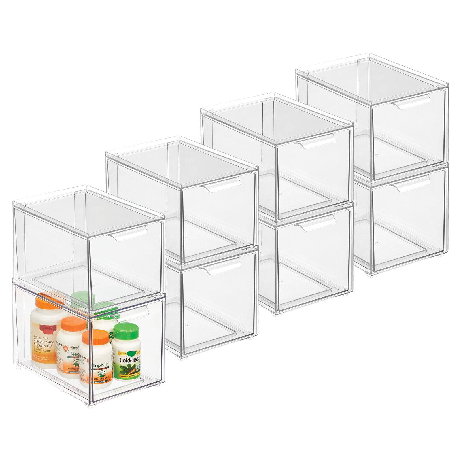 mDesign Stackable Sink Organization Bins, Bathroom Storage Containers ...