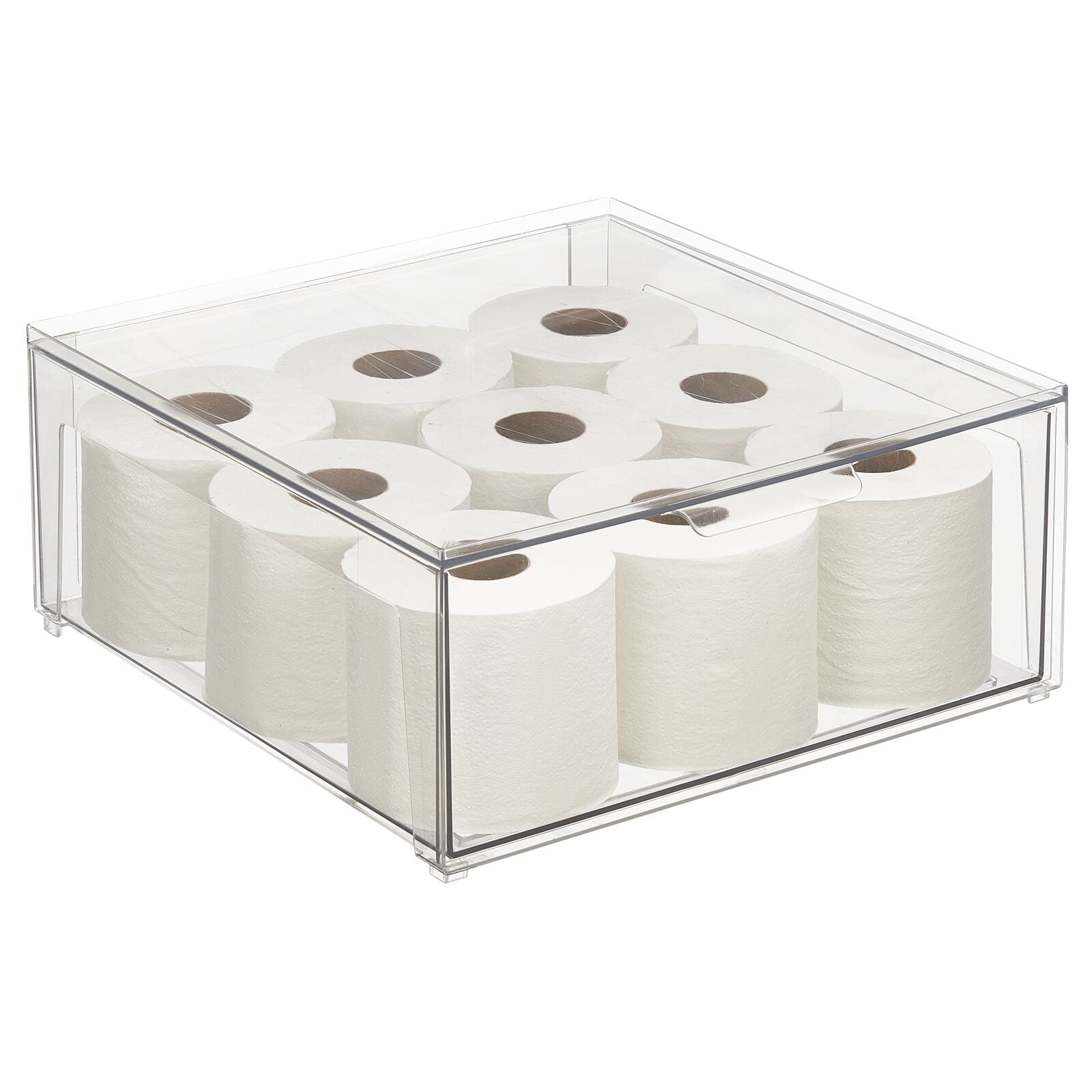 mDesign Plastic Stackable Bathroom Storage Organizer with Pull Out ...