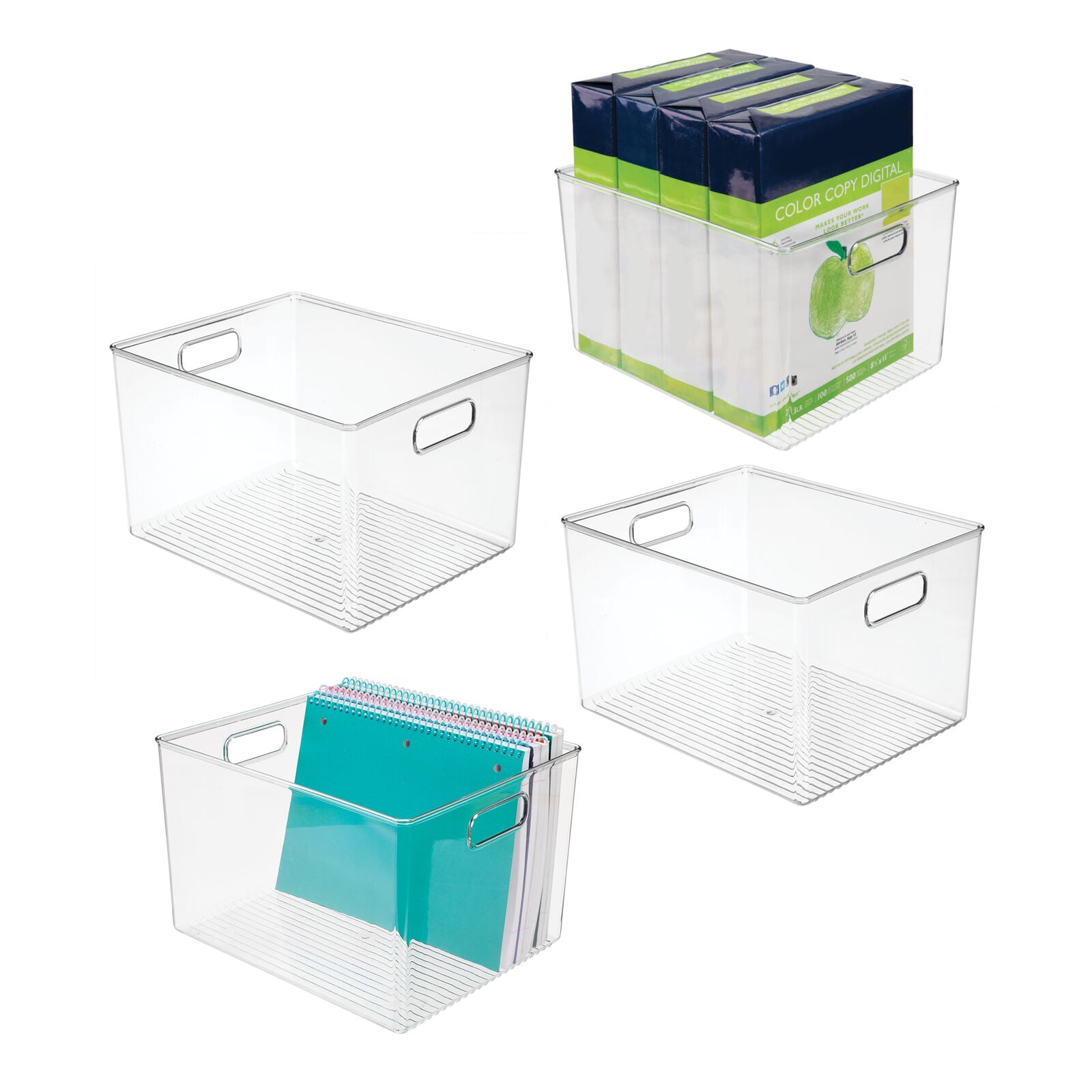 mDesign Plastic Stackable Bin Storage Organizer Basket Container - 4 ...