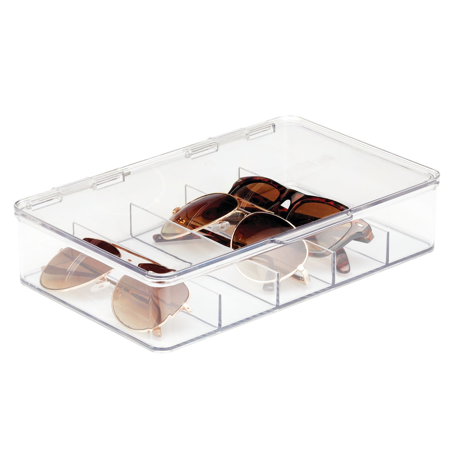 mDesign Plastic Stackable Eyeglass Storage Organizer, 5 Sections ...