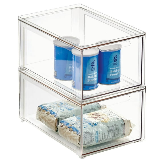 mDesign Stackable Kitchen Storage Bin, Pull-Out Drawer, Cabinet ...