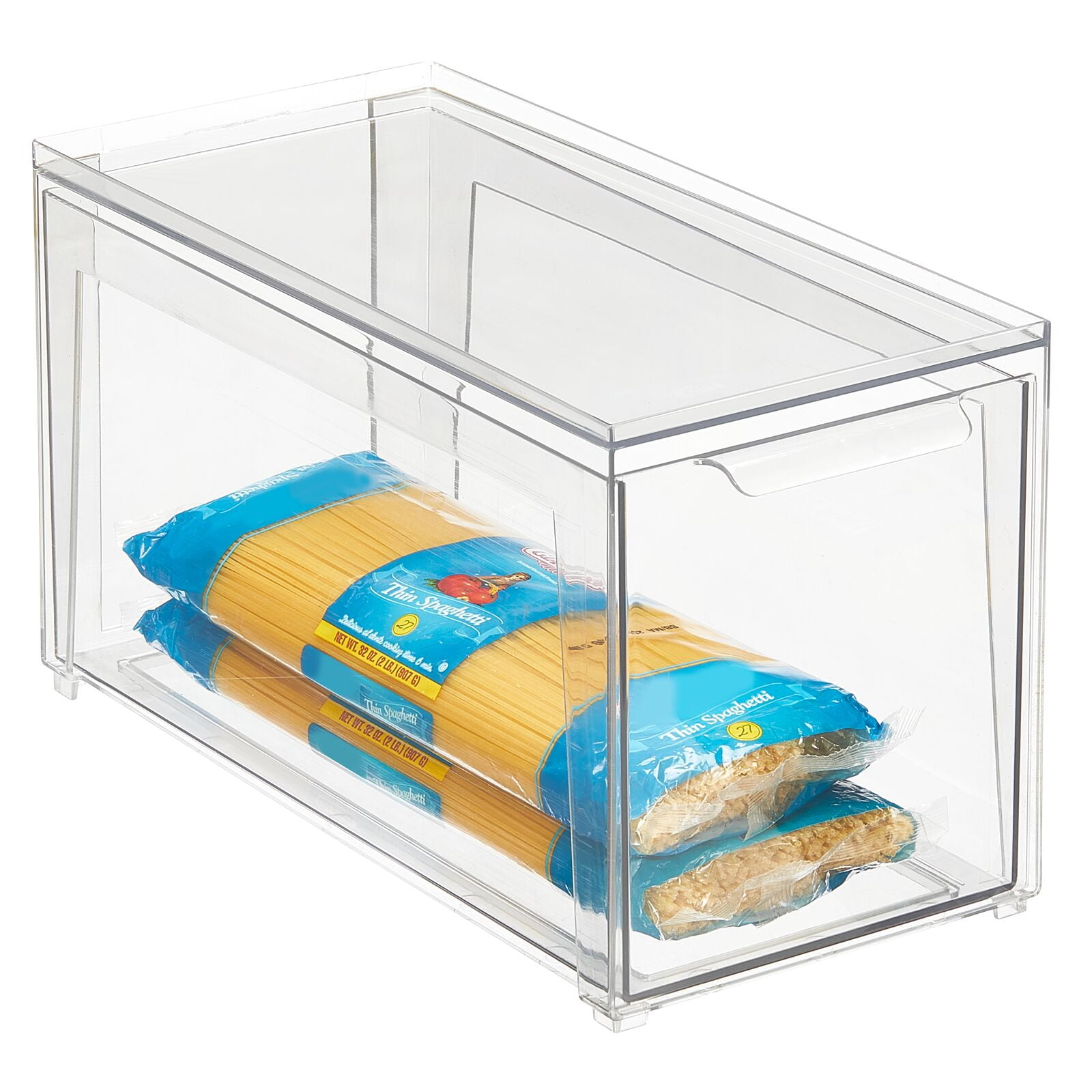 Mdesign Plastic Stackable Kitchen Storage Organizer Front Pull Drawer