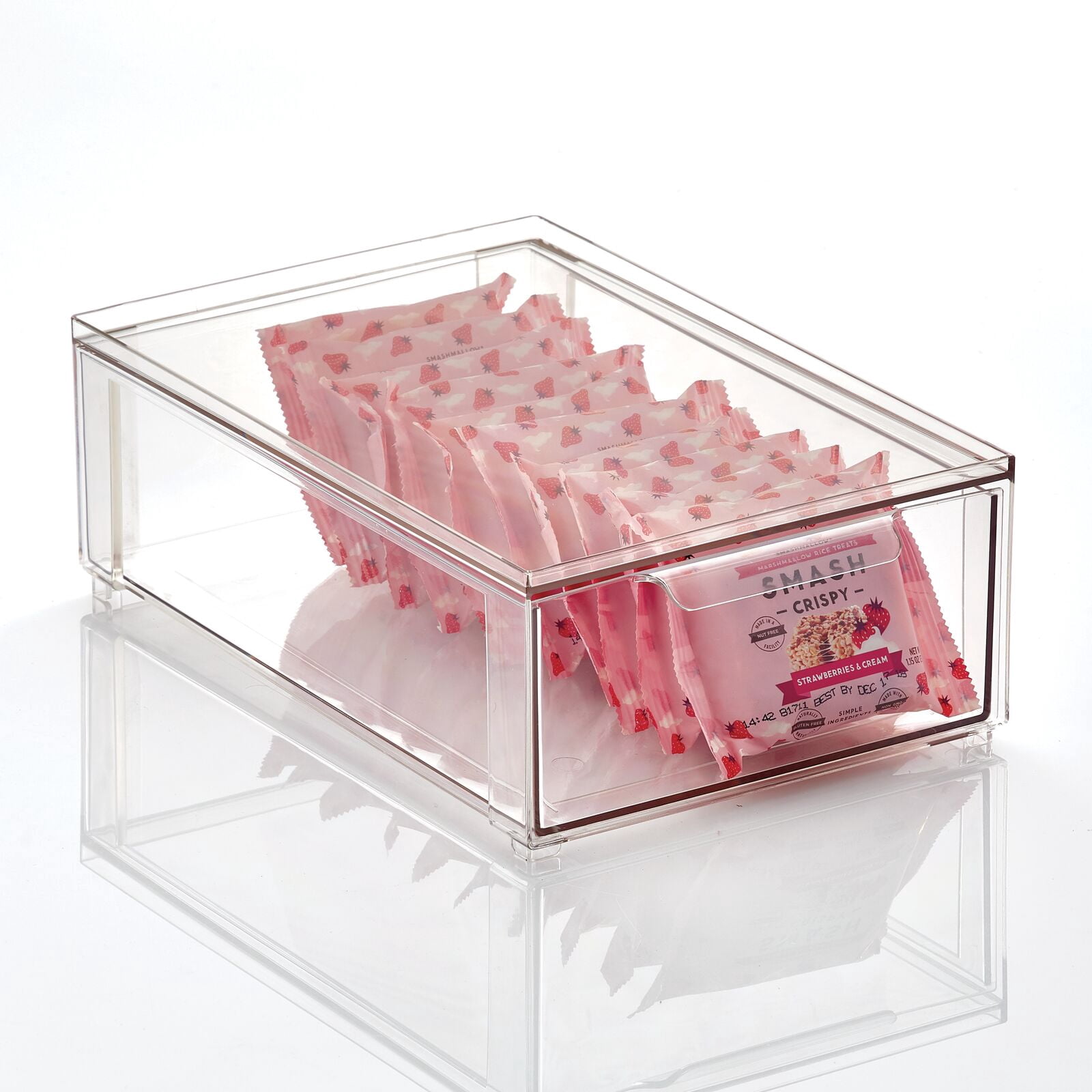 mDesign Plastic Stackable Kitchen Storage Organizer, Front Pull Drawer ...