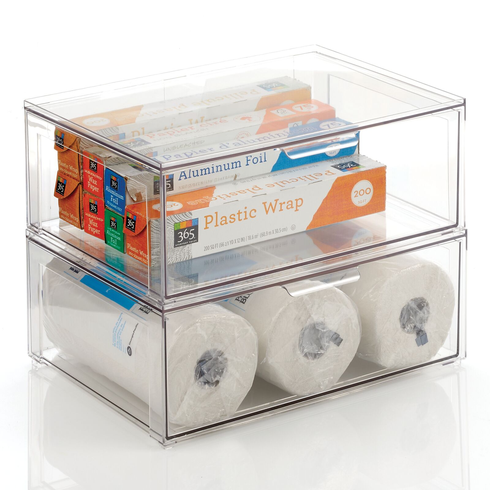 Mdesign Stackable Plastic Kitchen Storage Bin Pull Out Drawer Pantry