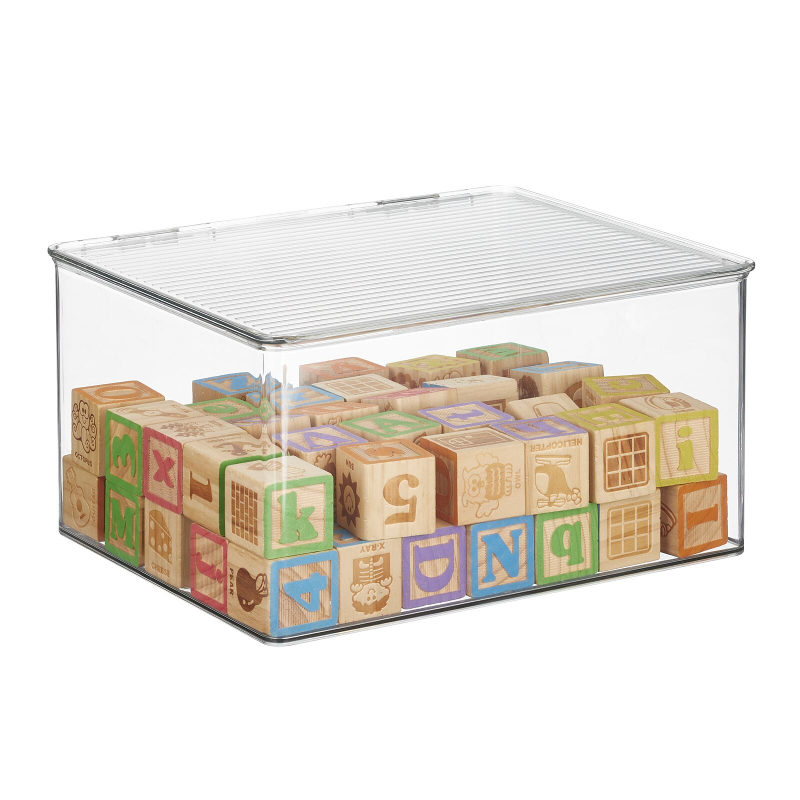 mDesign Plastic Stackable Storage Container Box with Attached Hinged ...