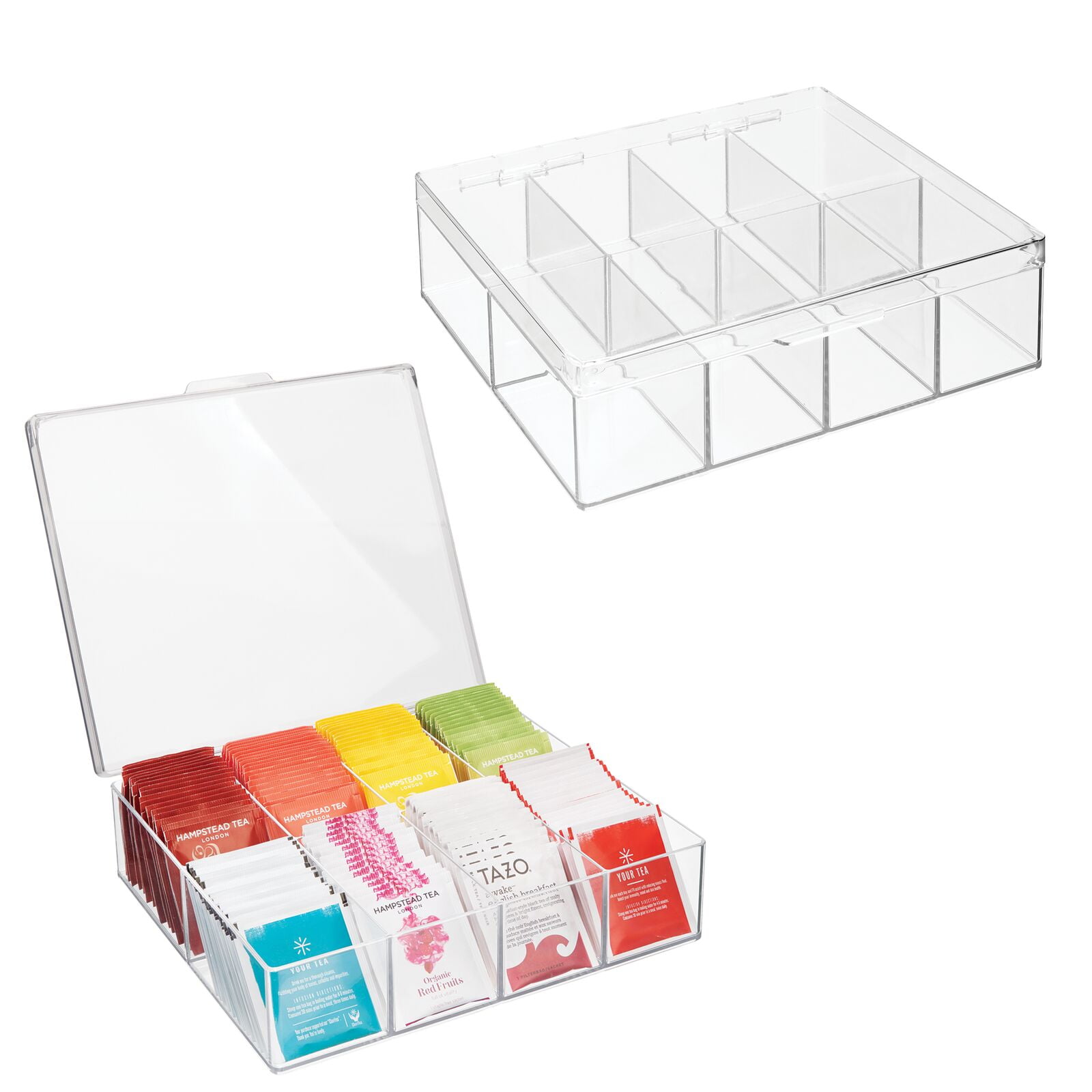 mDesign Plastic Stackable Tea Bag Storage Bin Organizer Box Holder, 2 ...