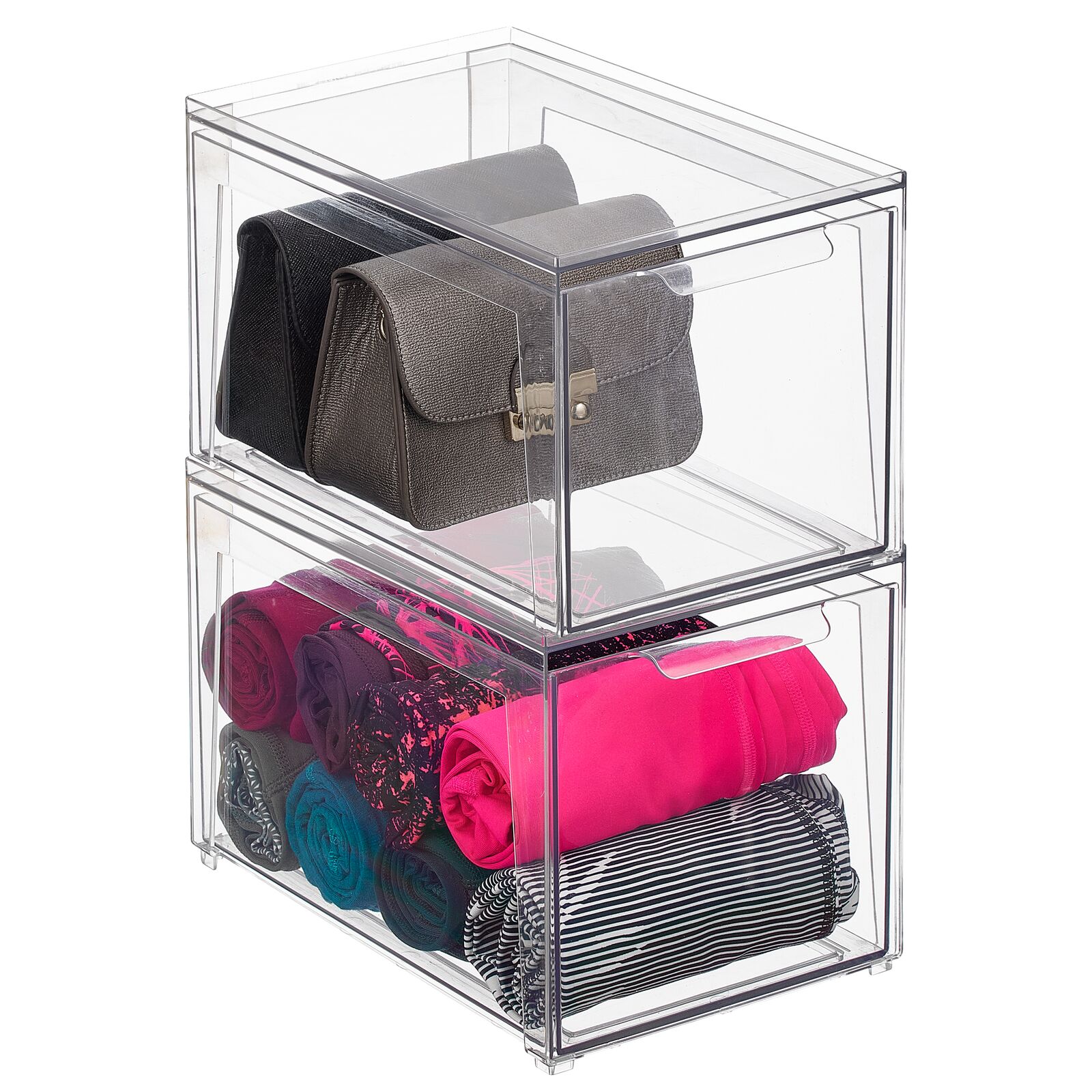 Iris Usa 51 Qt Stacking Storage Box With Drawer 2 Pack
