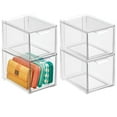 mDesign Plastic Stacking Closet Storage Organizer Bin with Drawer, 4 ...