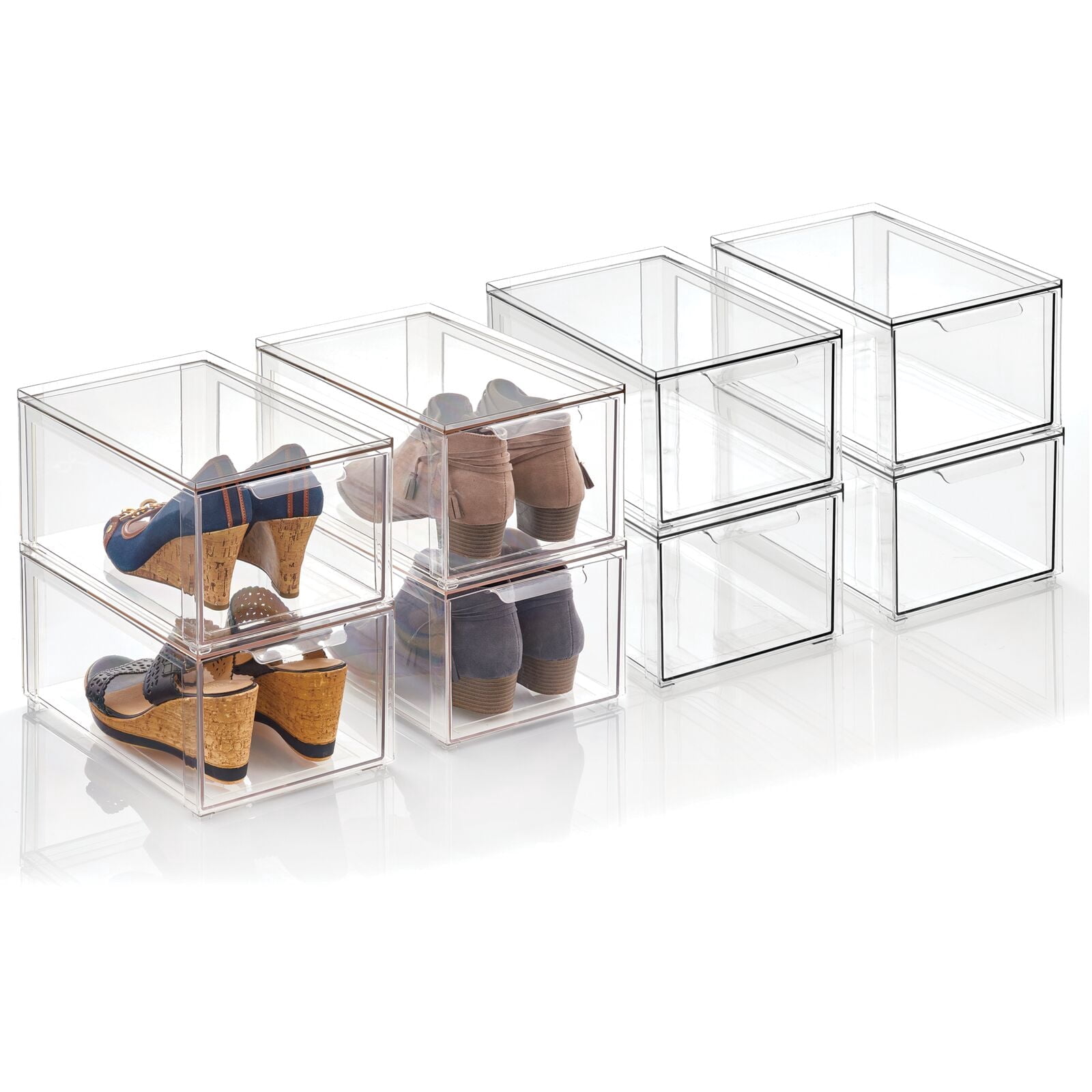 mDesign Plastic Stacking Closet Storage Organizer Bin with Drawer, 8 ...