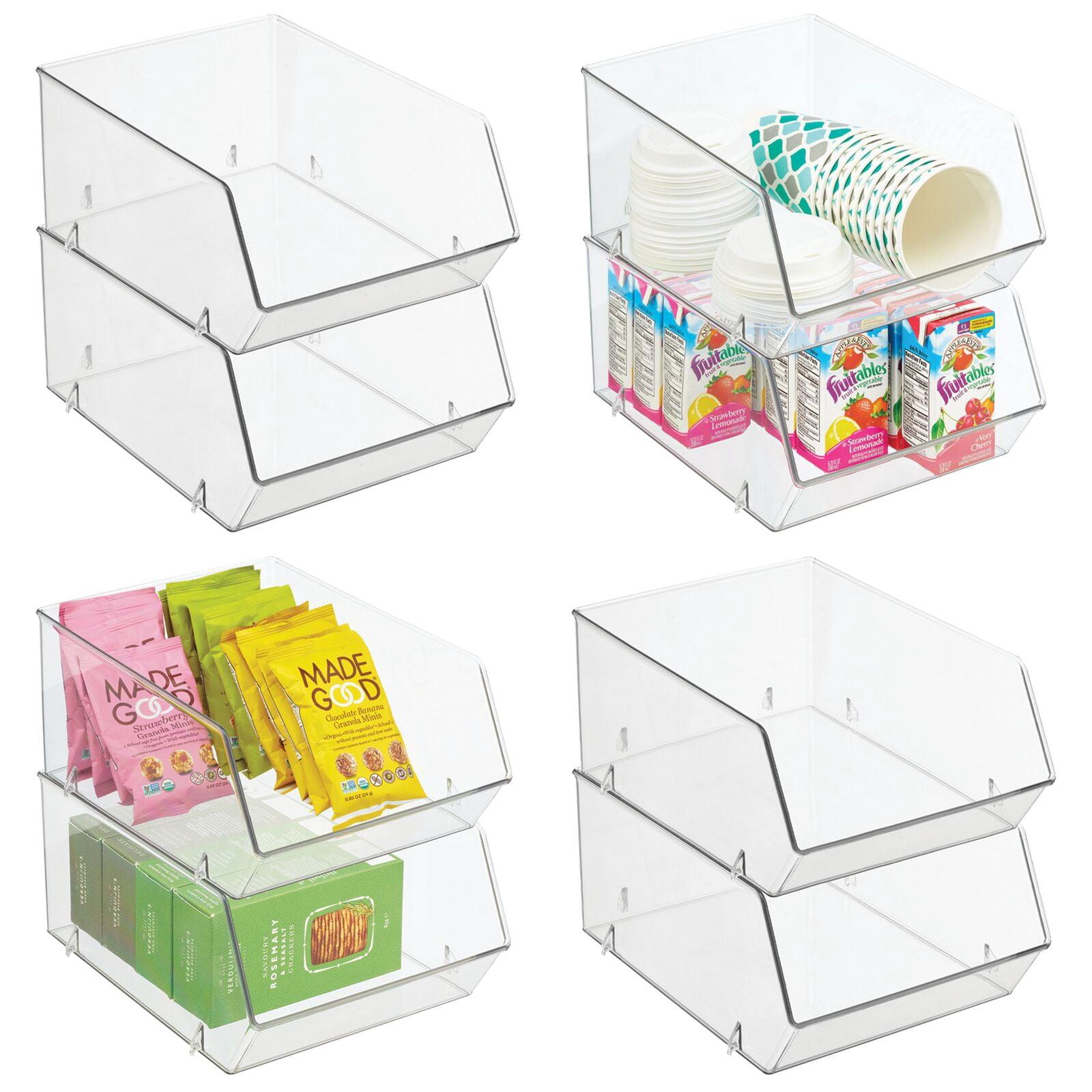 mDesign Plastic Stacking Food Storage Organizer Bin, 11" Deep, 8 Pack ...
