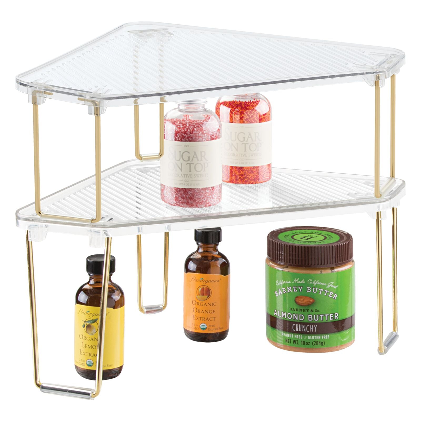 mDesign Corner Kitchen Organizer Shelf, 2 Pack, Clear Plastic with ...