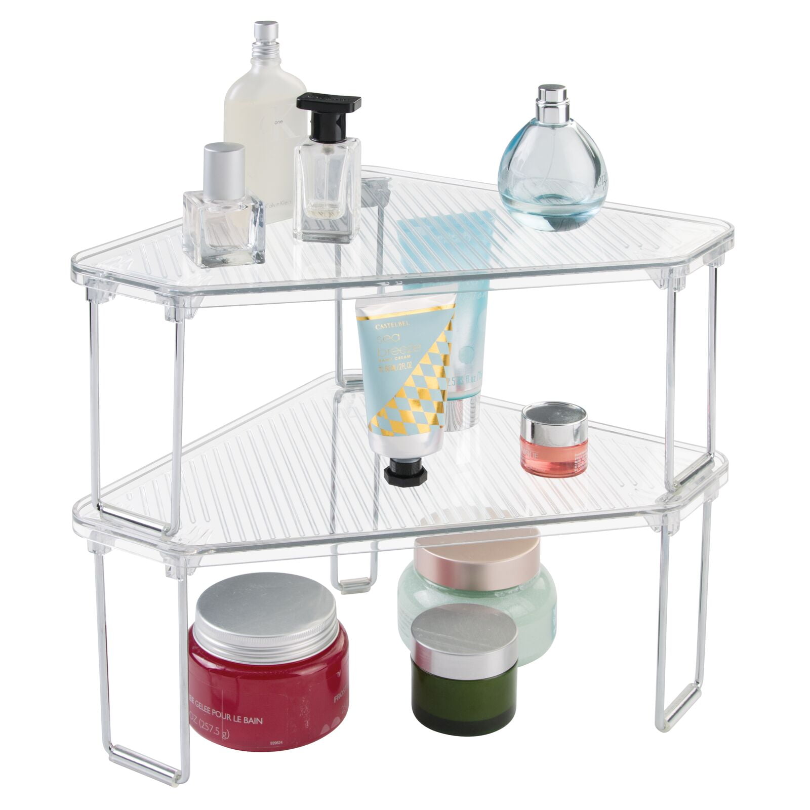 mDesign Plastic/Steel Corner Stackable Rack, Bathroom, 2 Pack, Clear ...