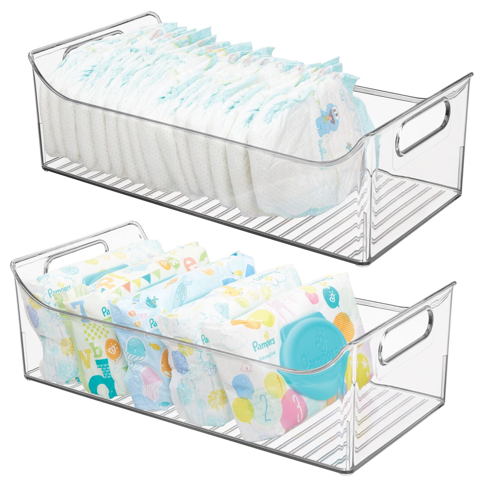 mDesign Plastic Storage Organizer Bin for Baby/Kid Essentials - 2 Pack ...
