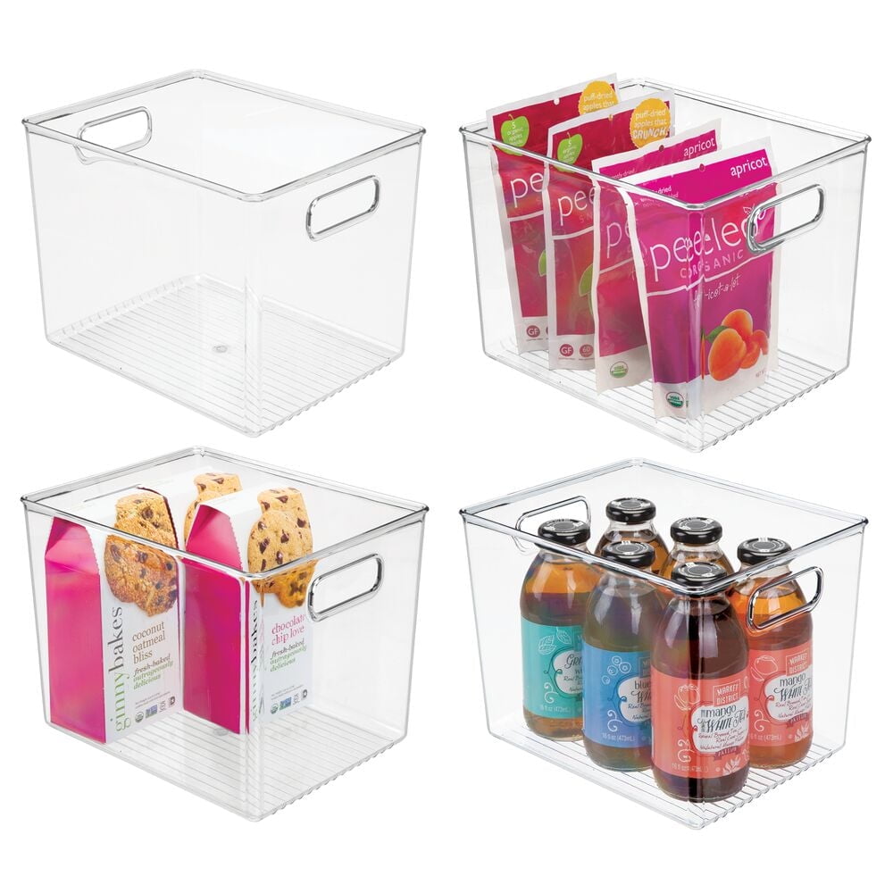 mDesign Plastic Tall Deep Organizing Bin with Built-In Handles, 4 Pack ...