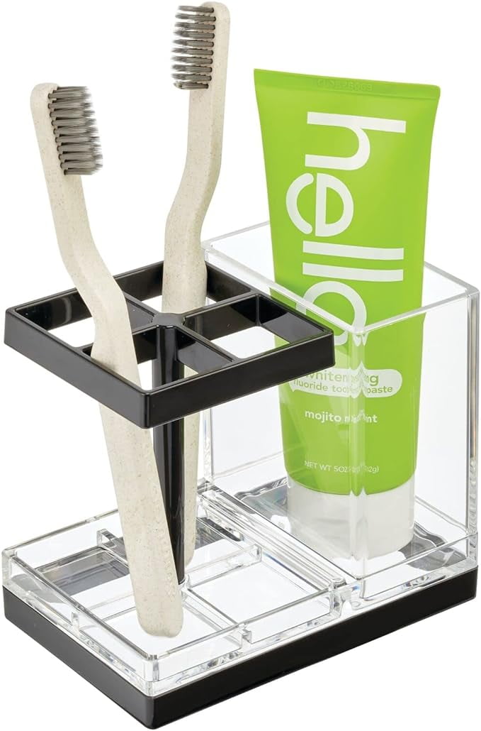 mDesign Plastic Toothbrush and Toothpaste Storage Organizer Holder ...