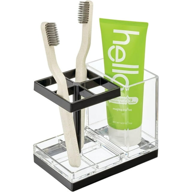 mDesign Plastic Toothbrush and Toothpaste Storage Organizer Holder ...