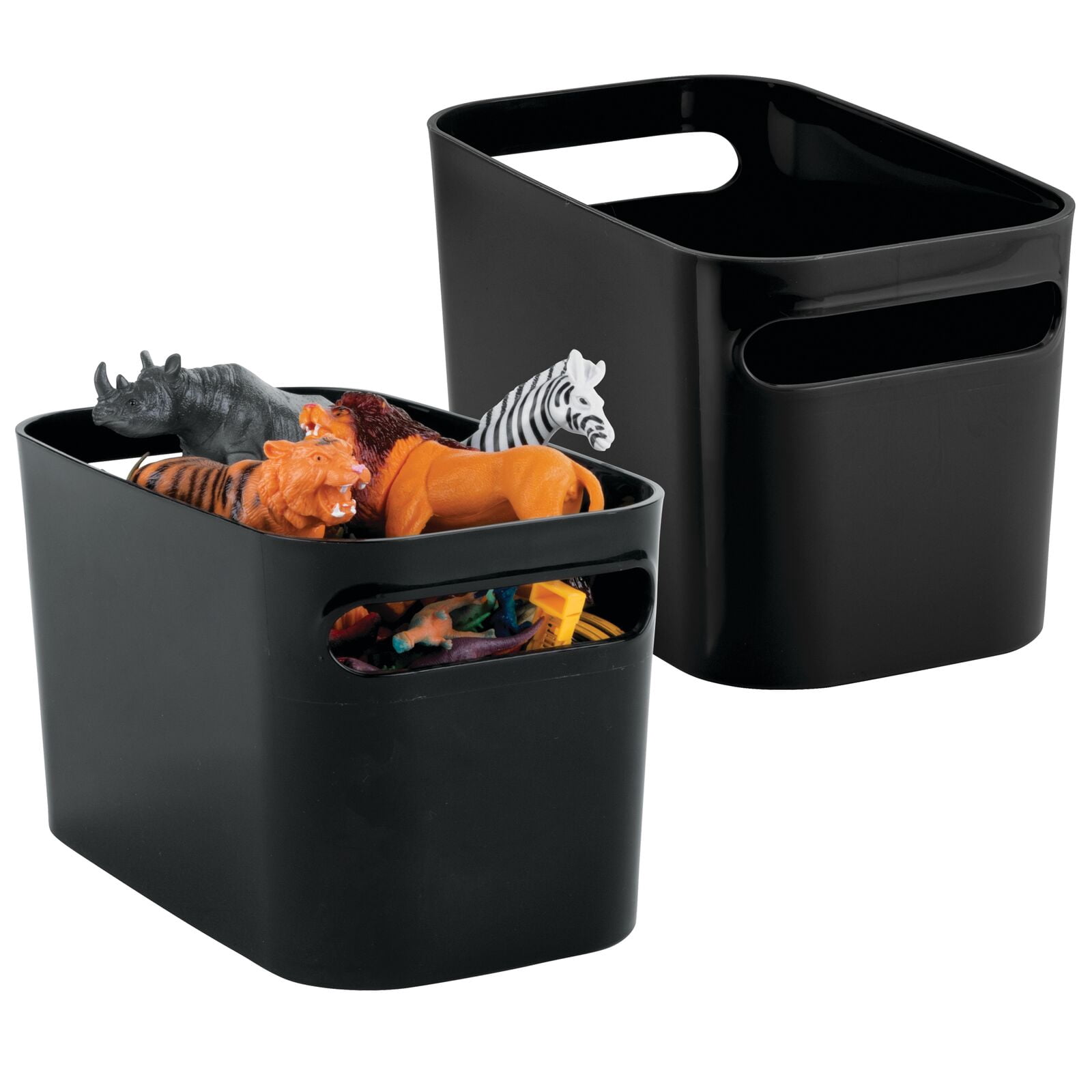 mDesign Plastic Toy Box Storage Organizer Tote Bin with Handles for ...