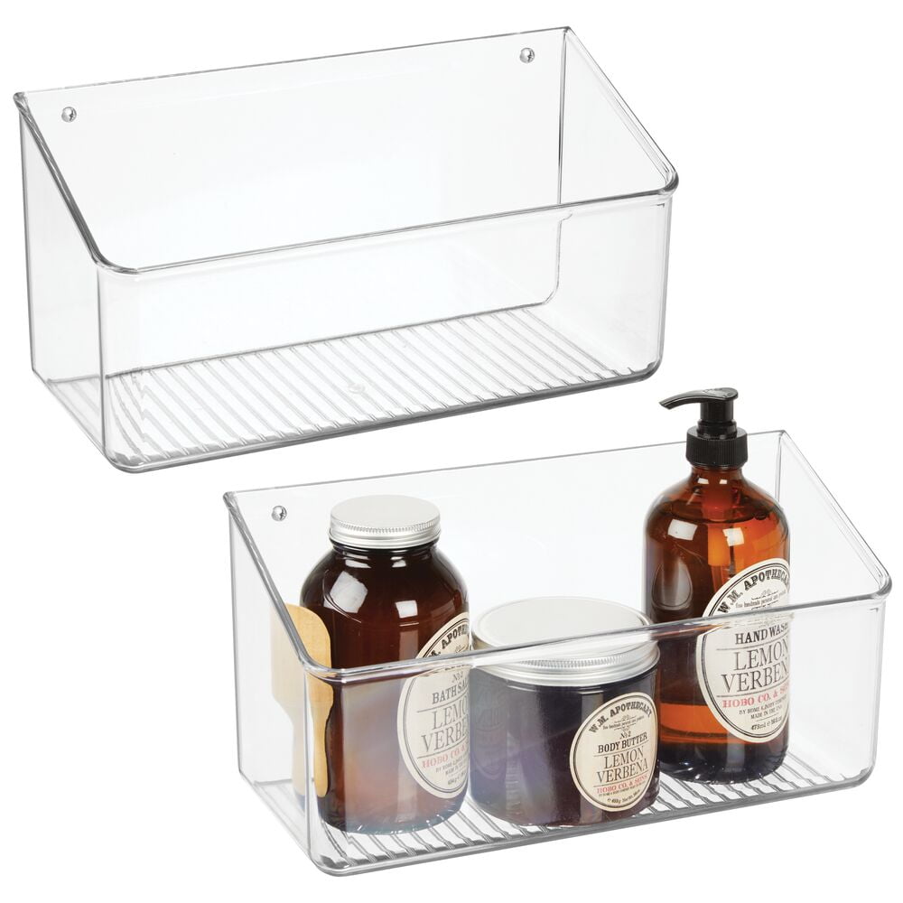 mDesign Plastic Wall Mount Organizer - 12" Wide Hanging Caddy - 2 Pack ...