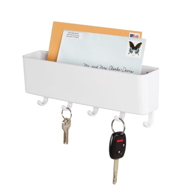Mail Sorter Wall Mount Mail & Key Holder Organizer with 3 Key Hooks, 1 ...