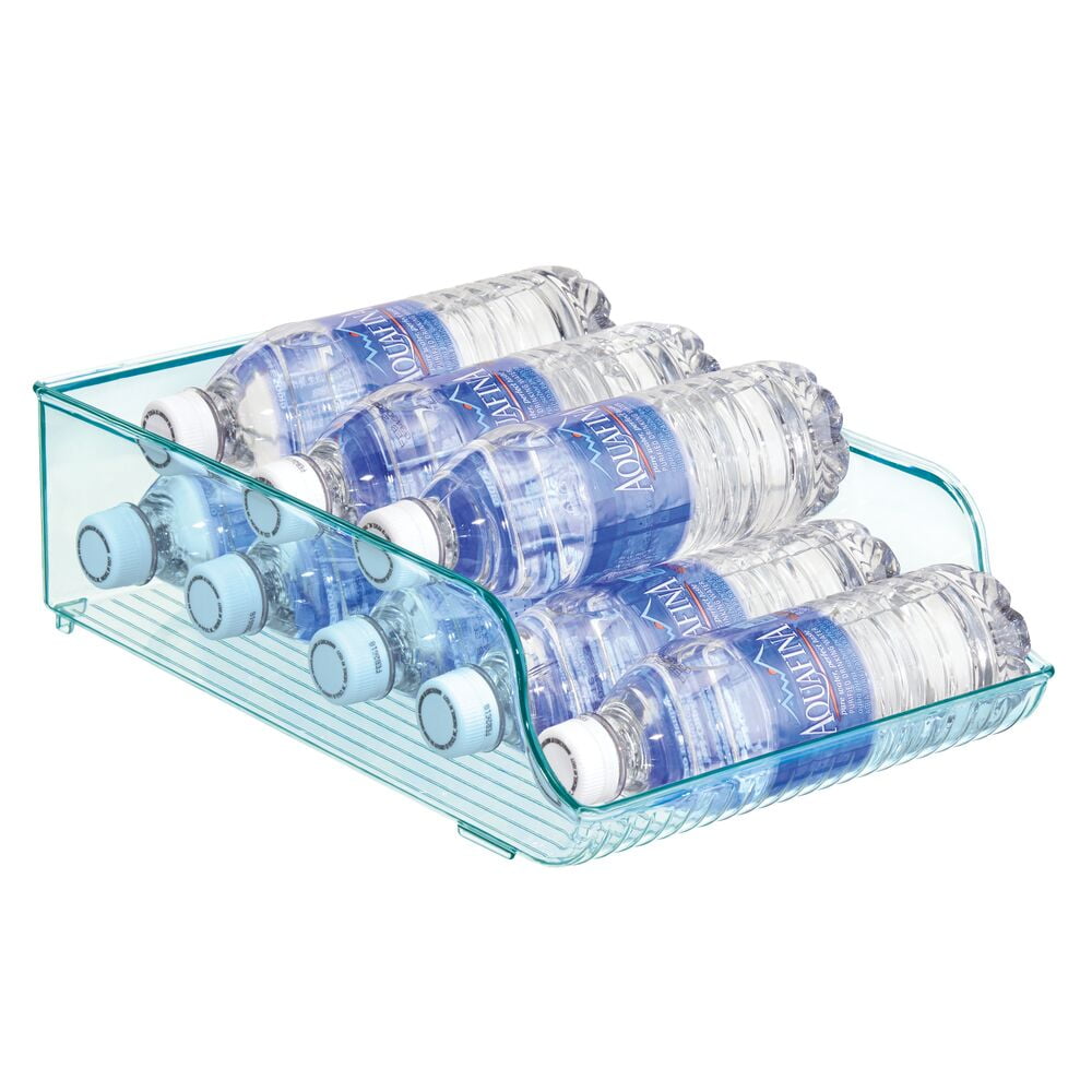 mDesign Plastic Water Bottle Tray Storage Rack and Dispenser - Sea Blue ...