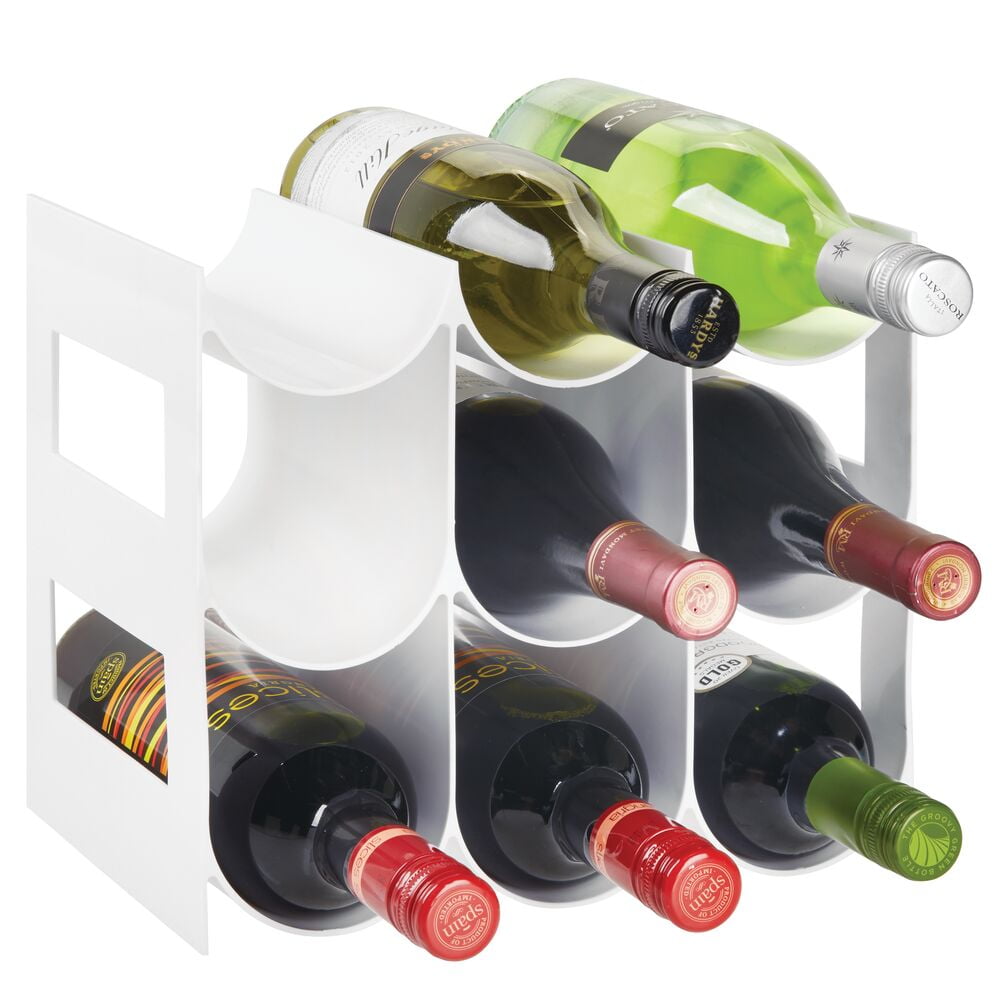 mDesign Plastic Water Bottle/Wine Rack Organizer, 3 Tiers, 9 Bottles ...