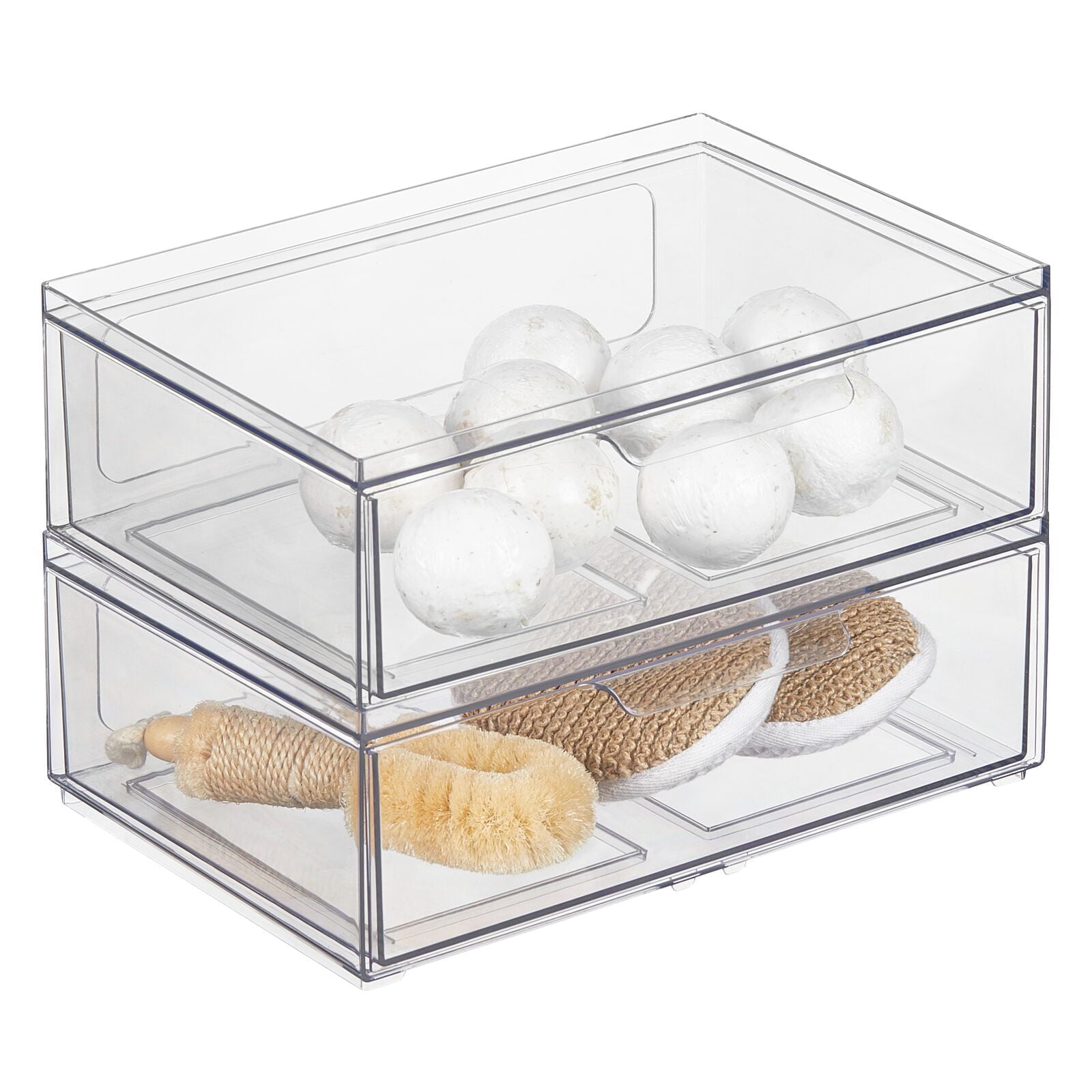 mDesign Plastic Wide Stackable Bathroom Storage Organizer, Drawer, 2 ...