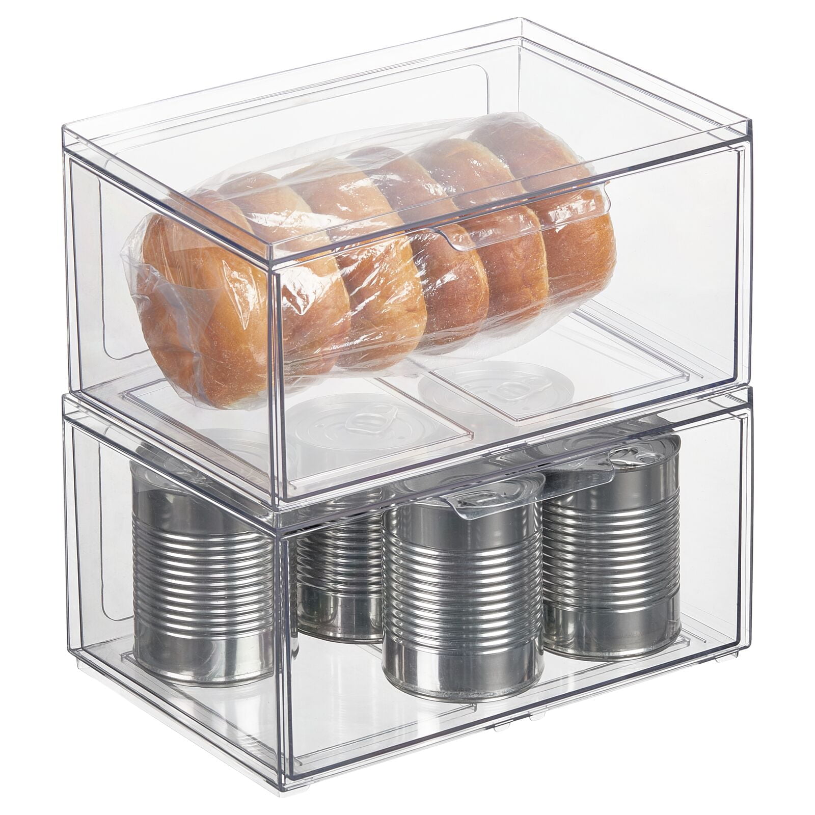 mDesign Plastic Wide Stackable Kitchen Storage Organizer, Drawer, 2 ...