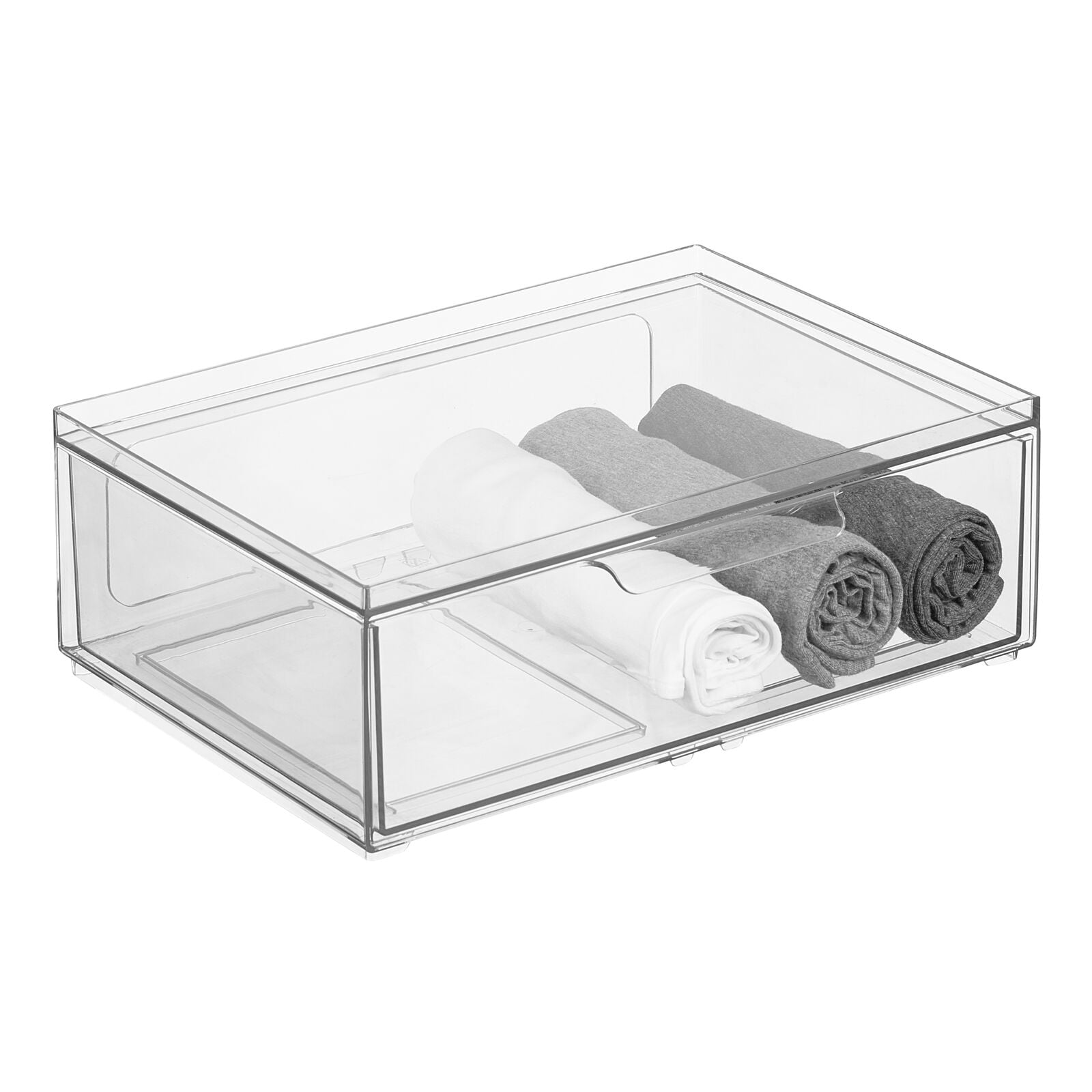 mDesign Plastic Wide Stacking Closet Storage Organizer with Front ...