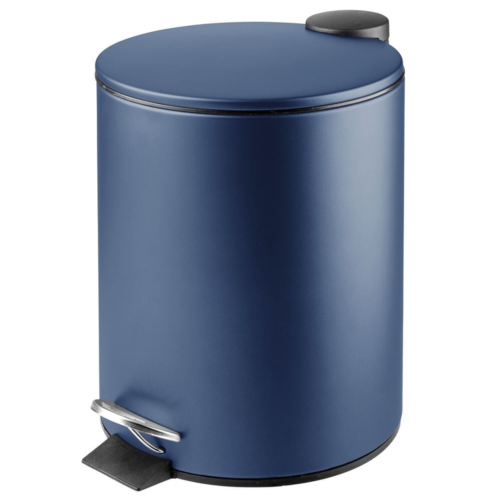 mDesign Round Metal 1.3 Gallon Step Trash Can - Lid, Removable Liner ...