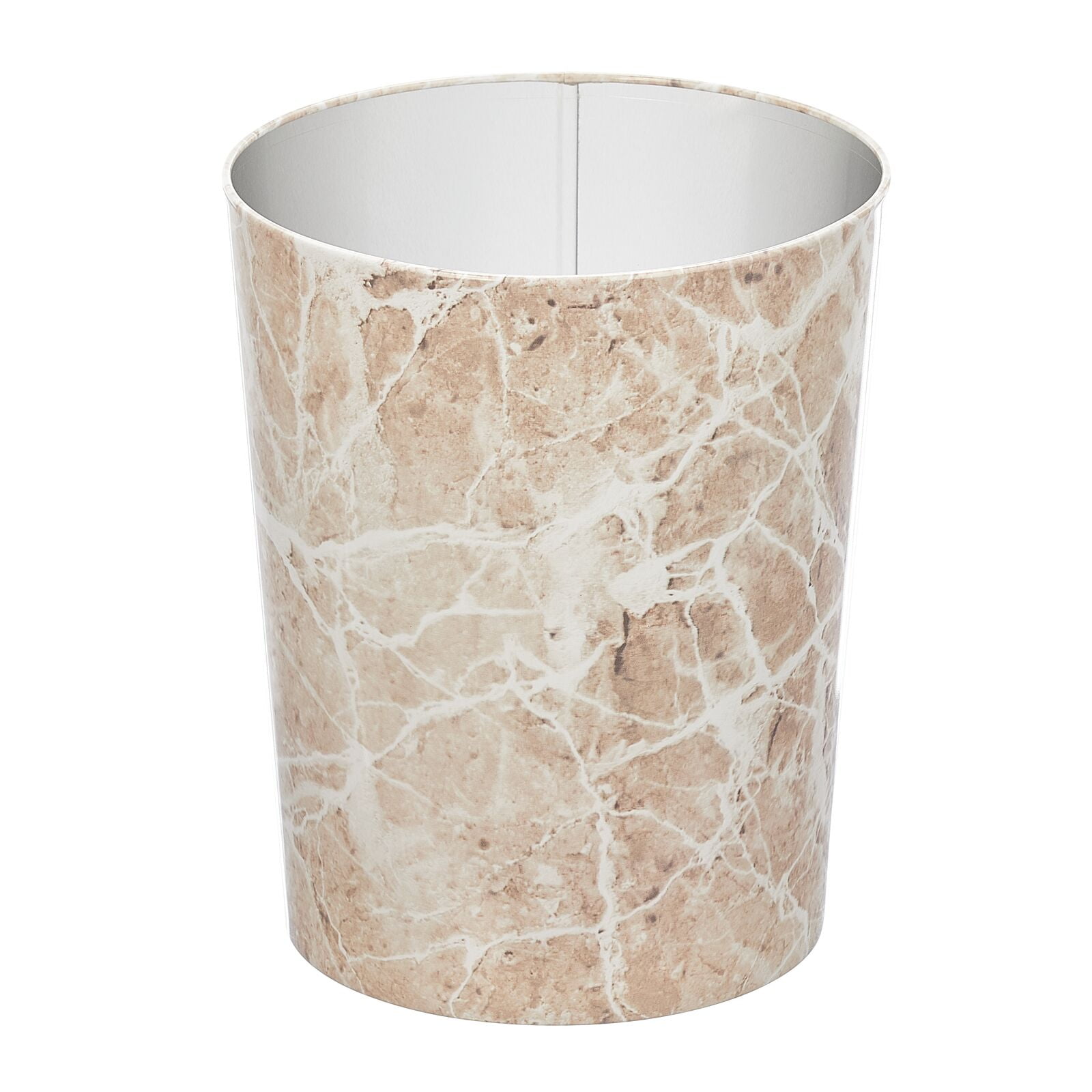 mDesign Round Metal Small 1.7 Gallon Recycle Trash Can Wastebasket ...