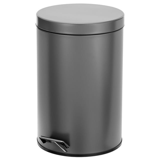 mDesign Round Step Garbage Trash Can, Removable Liner, 3.2 Gallon ...