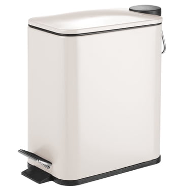 mDesign 3-Liter Round Metal Step Trash Can, Liner/Handle - Soft Brass ...