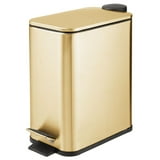 mDesign Slim Metal 1.3 Gallon Step Trash Can with Lid - Soft Brass ...
