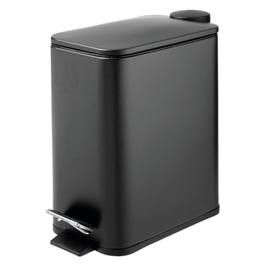mDesign Slim Metal 2.6 Gallon Step Trash Can with Lid/Liner Bucket ...