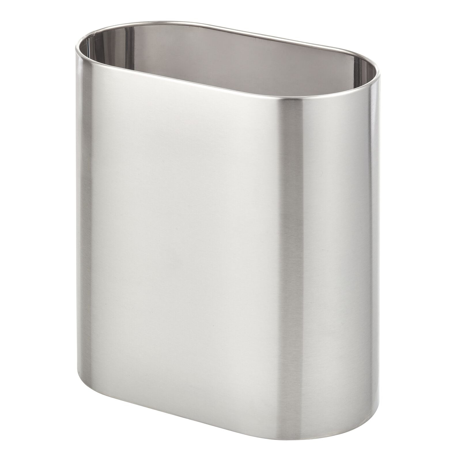 mDesign Slim Pill Shaped Metal 1.98 Gallon Trash Wastebasket Can ...