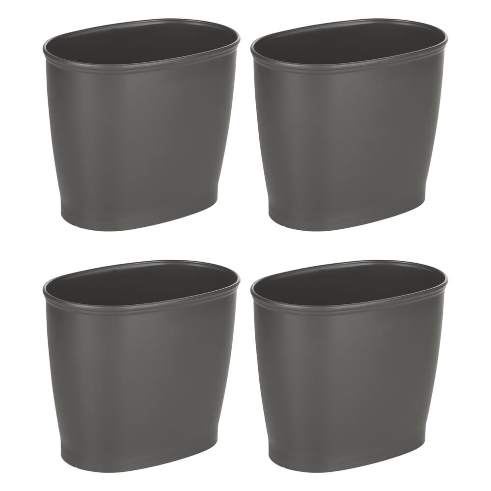 mDesign Slim Plastic 2.25 Gallon Trash Garbage Wastebasket, 4 Pack ...