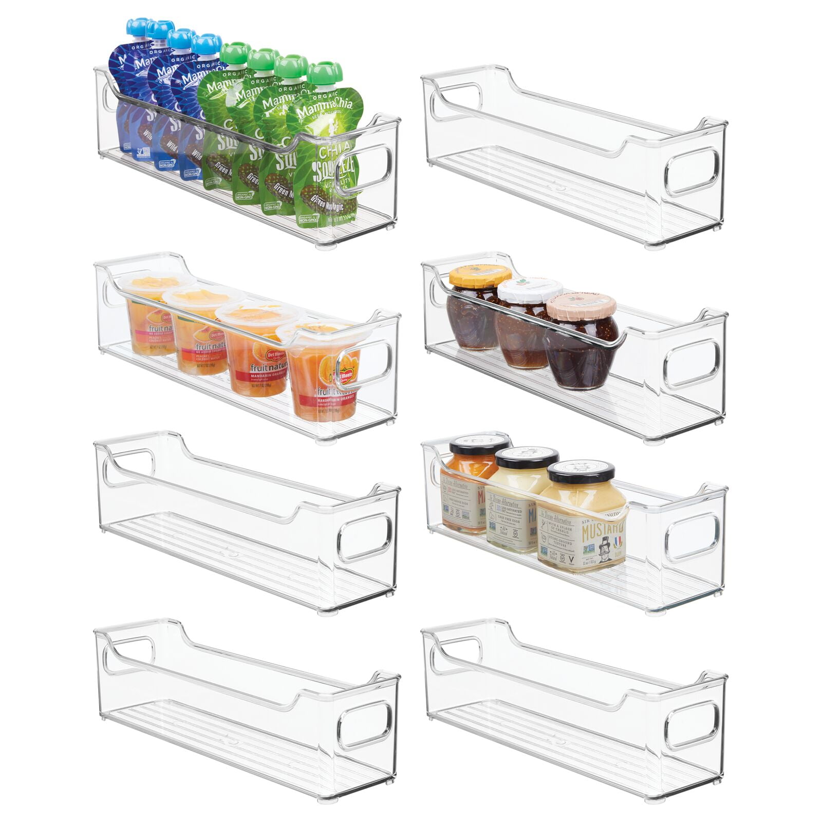 mDesign Slim Plastic Storage Organizer Bin for Home and Kitchen, 8 Pack ...