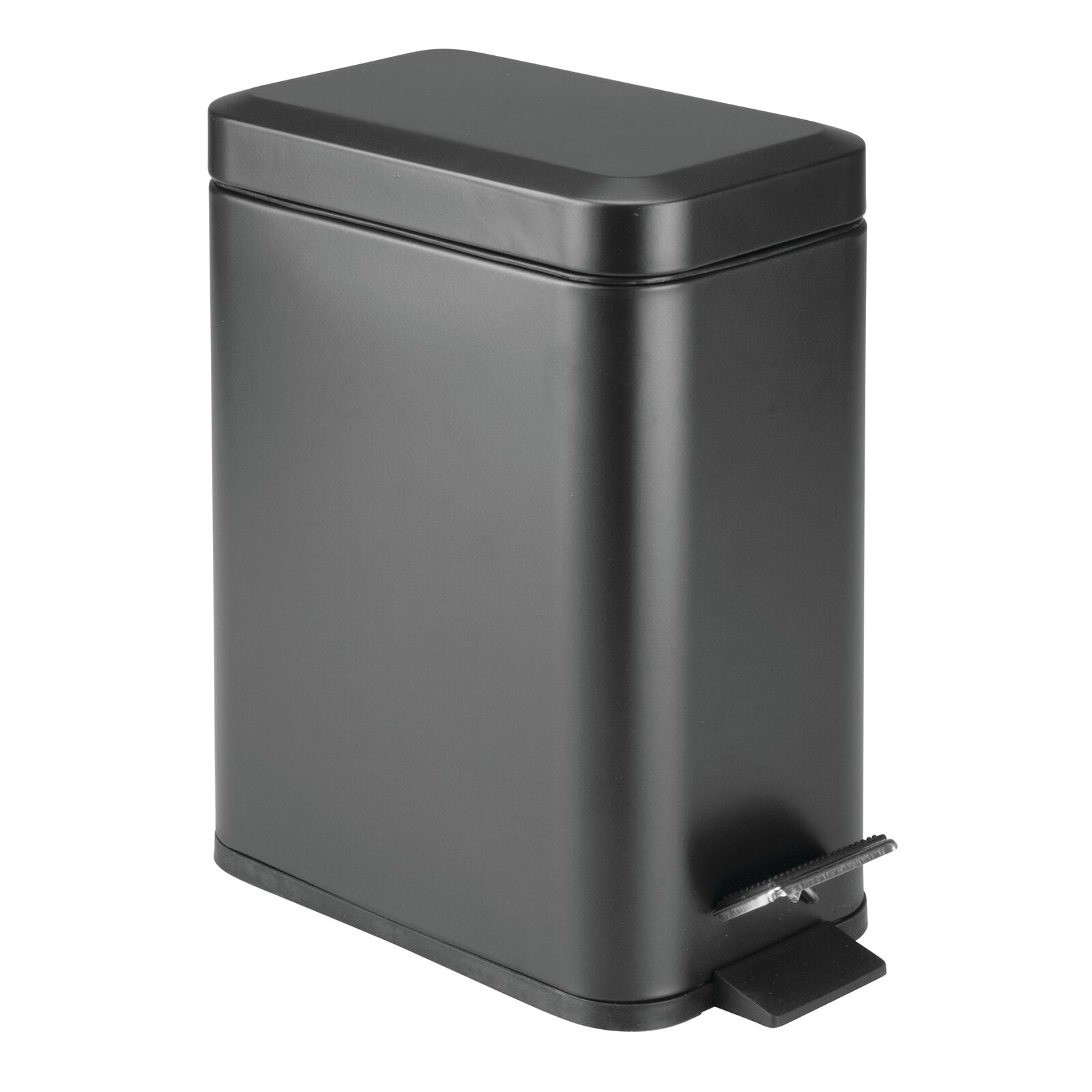mDesign Small Step Trash Can Wastebasket, 1.3 Gallon Metal Pedal Bin ...