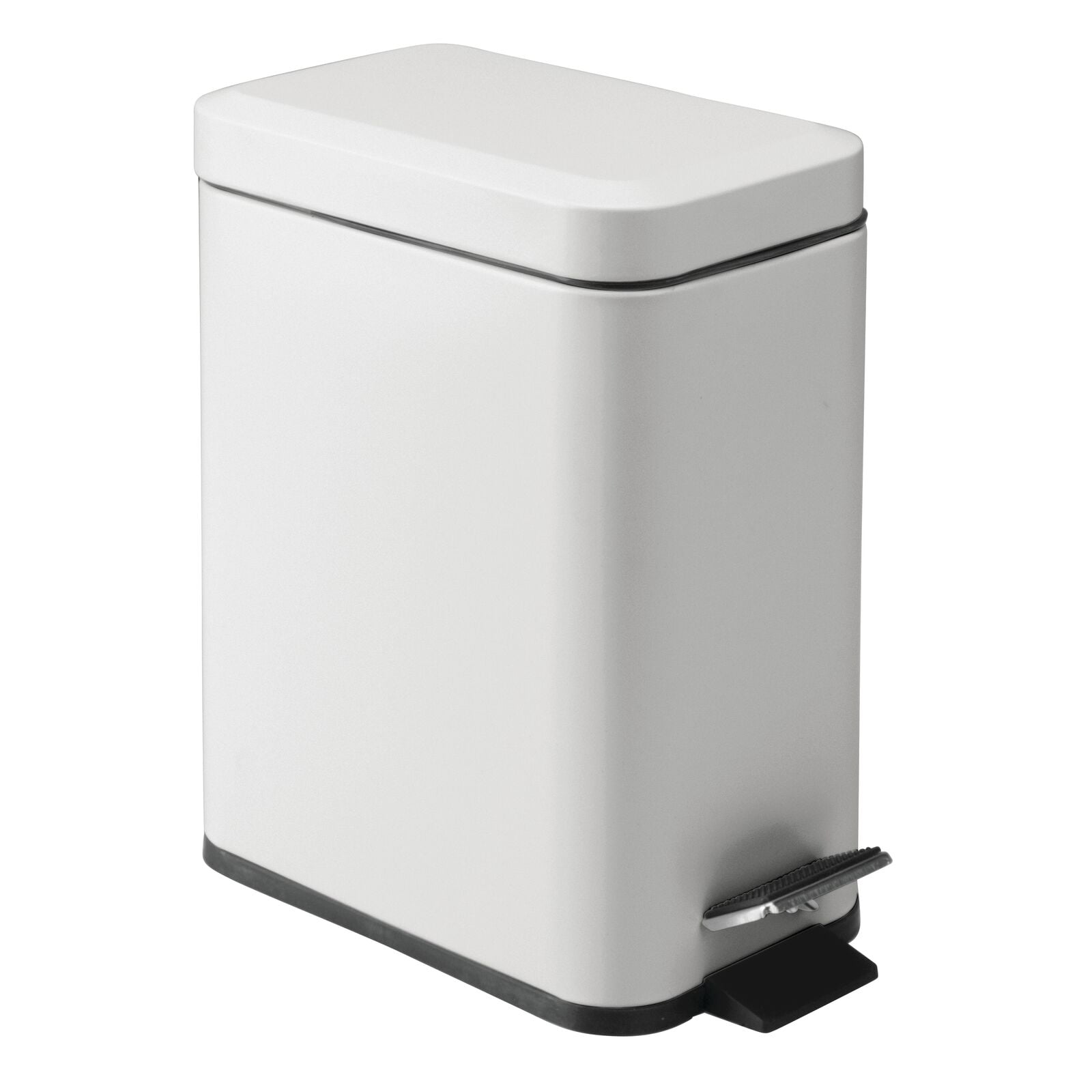 mDesign Small 1.3 Gallon Kitchen Trash Can, Rectangle Metal Step with ...