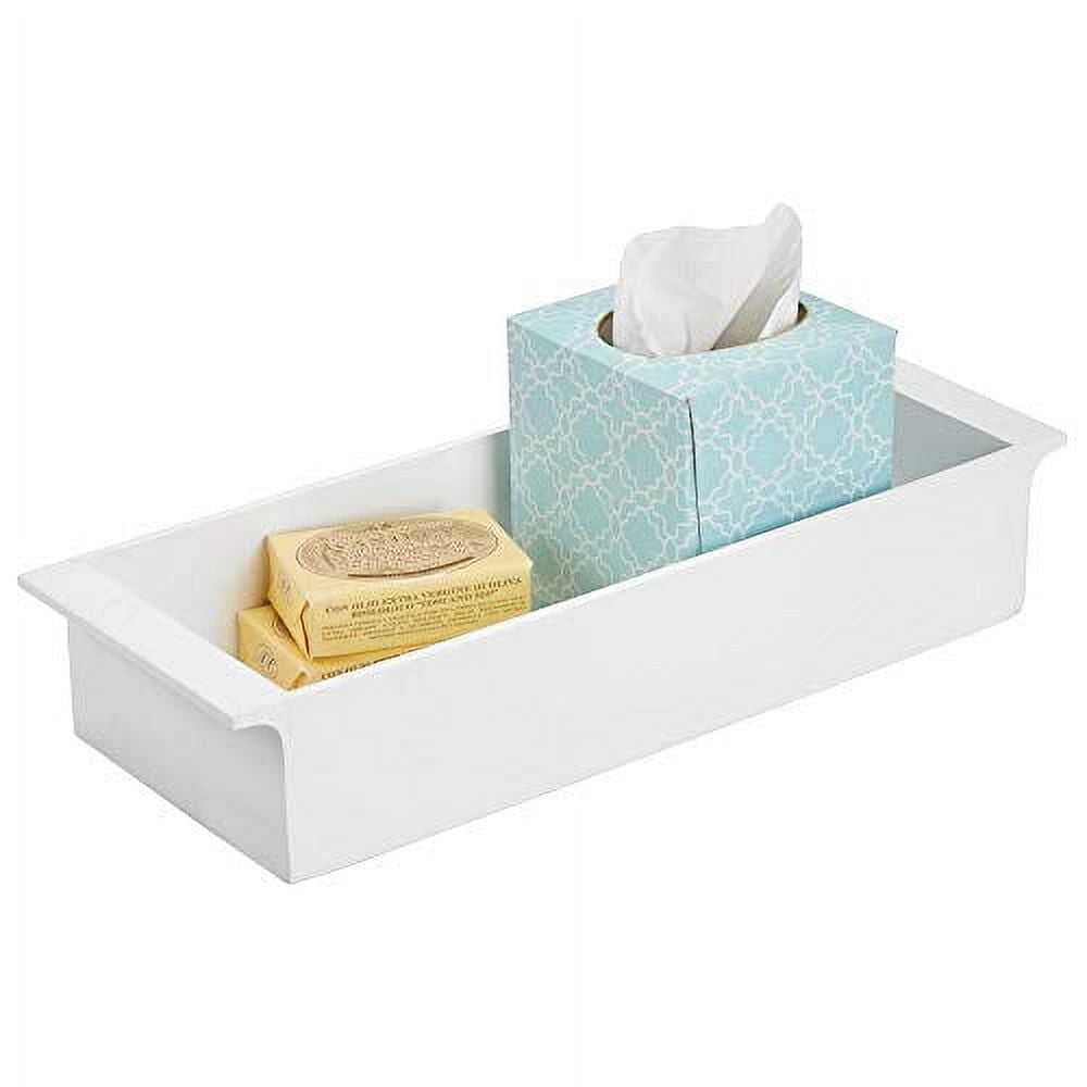 mDesign Small Bamboo Storage Organizer Toilet Tank Tray with Handles ...