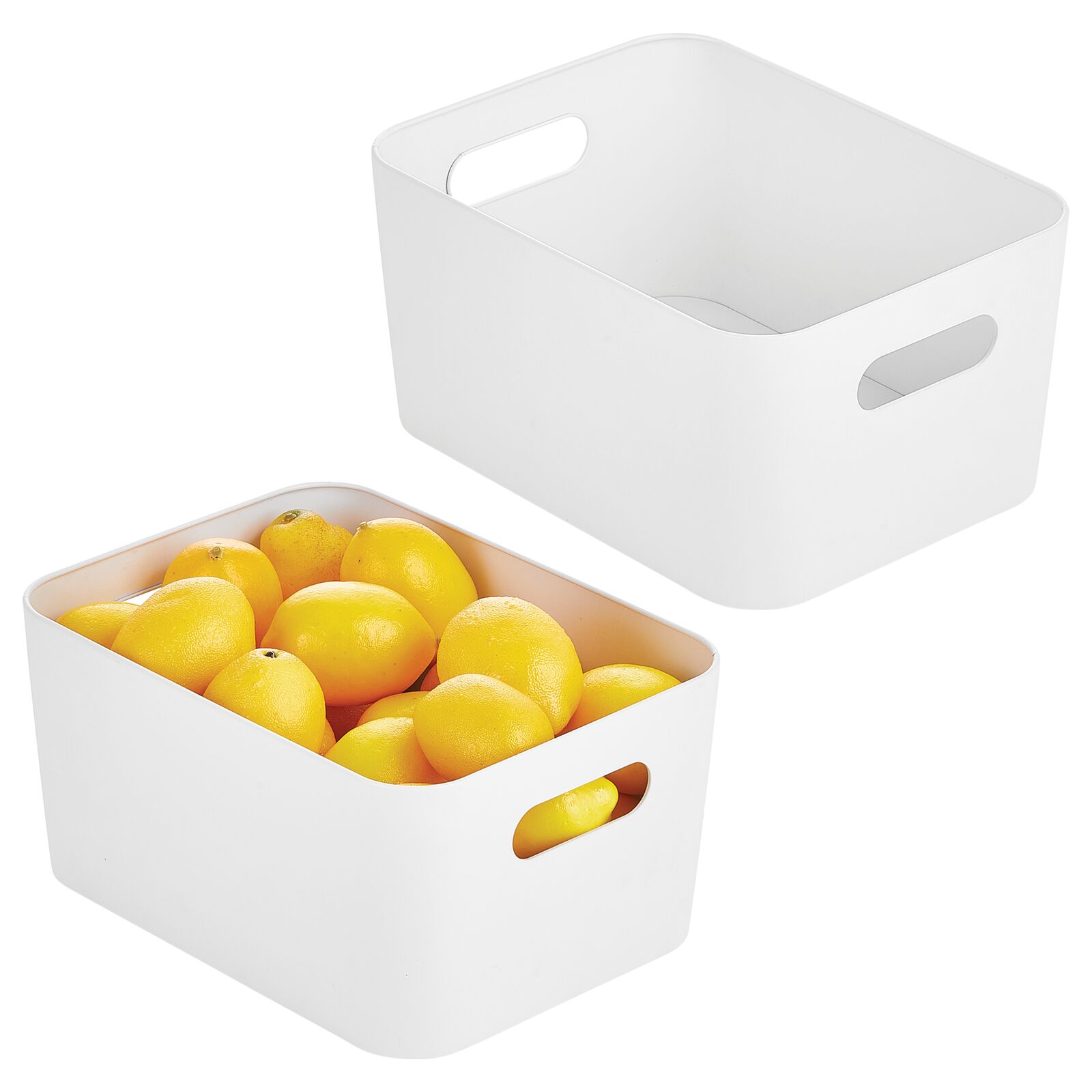 mDesign Small Metal Kitchen Storage Container Bin with Handles, 2 Pack ...