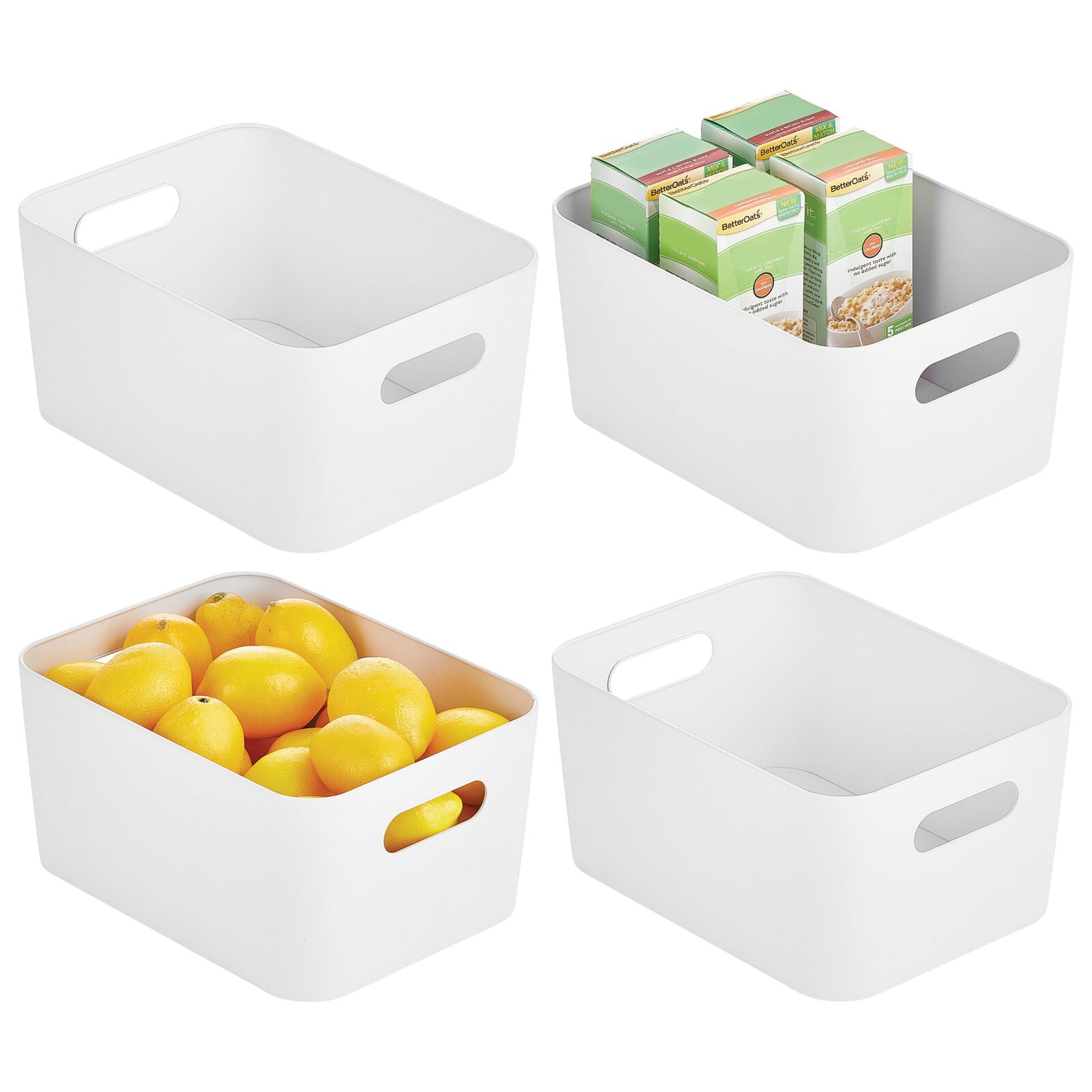 mDesign Small Metal Kitchen Storage Container Bin with Handles, 4 Pack ...